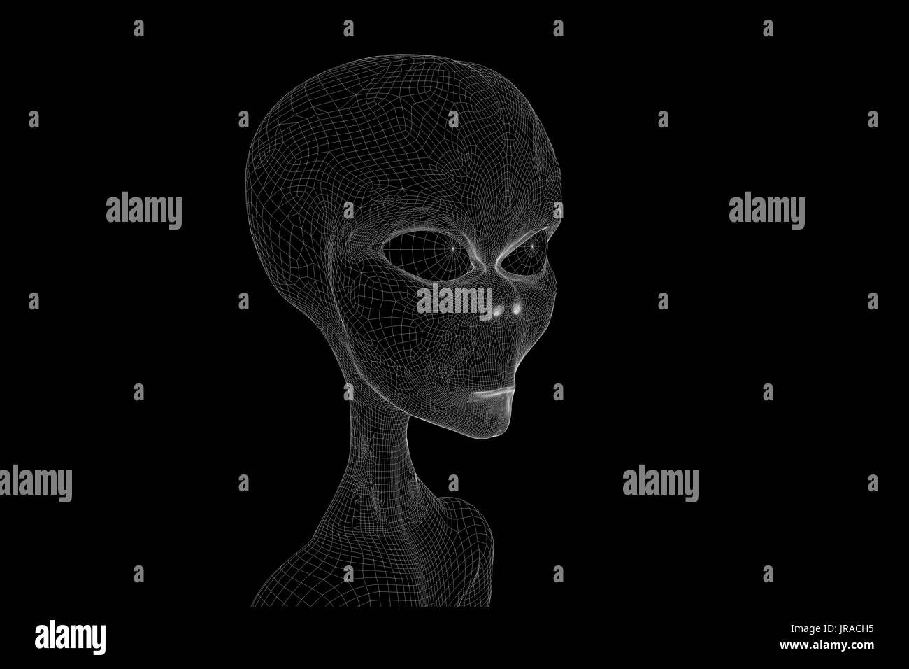 Alien in Hologram Wireframe Style. Nice 3D Rendering Stock Photo - Alamy