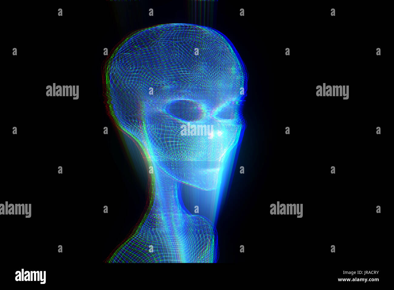 Alien in Hologram Wireframe Style. Nice 3D Rendering Stock Photo - Alamy