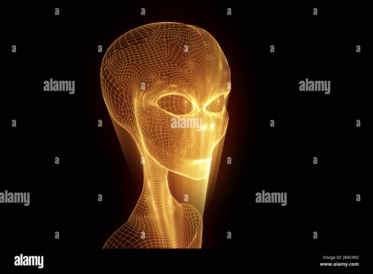 Alien in Hologram Wireframe Style. Nice 3D Rendering Stock Photo - Alamy