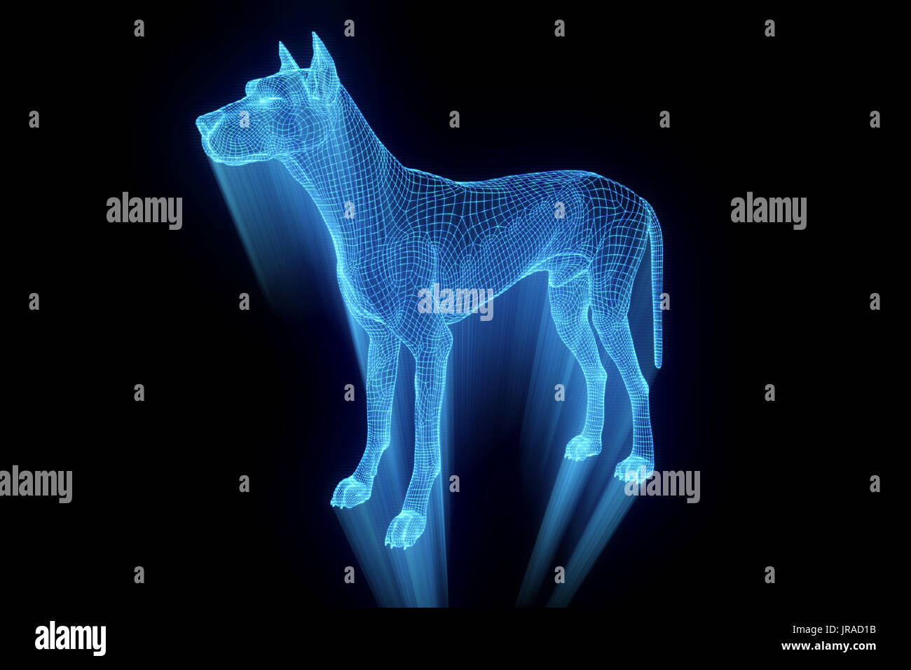 Dog in Hologram Wireframe Style. Nice 3D Rendering Stock Photo - Alamy