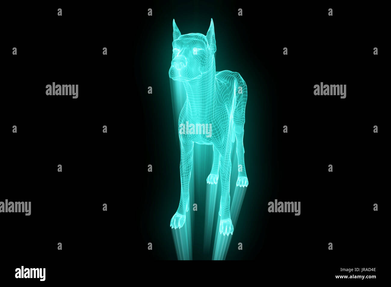 Dog in Hologram Wireframe Style. Nice 3D Rendering Stock Photo - Alamy