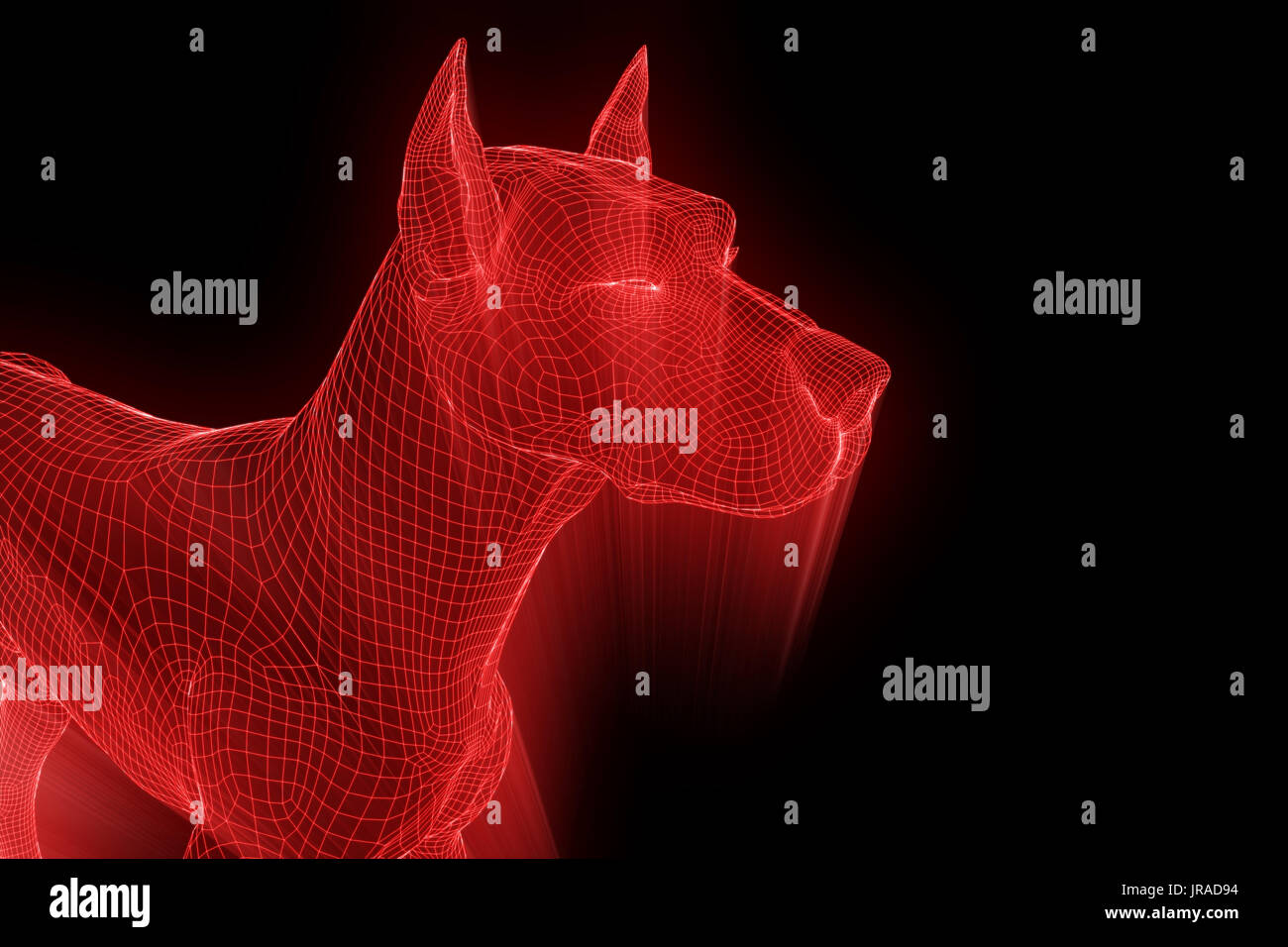 Dog in Hologram Wireframe Style. Nice 3D Rendering Stock Photo - Alamy