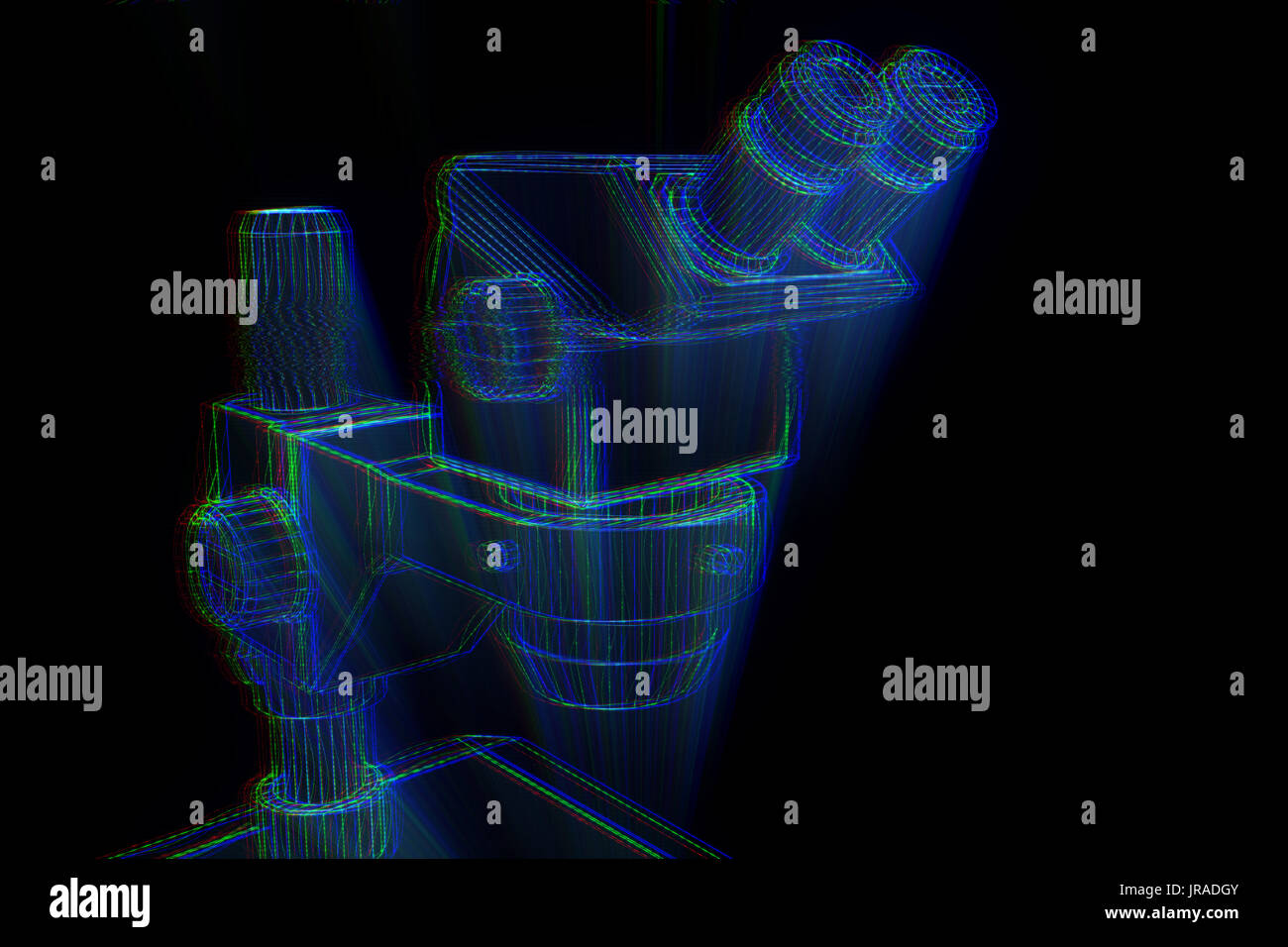 Microscope in Hologram Wireframe Style. Nice 3D Rendering Stock Photo ...