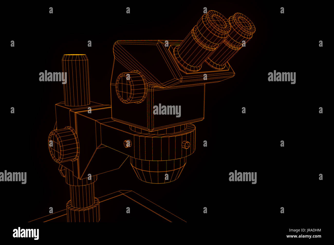 Microscope in Hologram Wireframe Style. Nice 3D Rendering Stock Photo ...