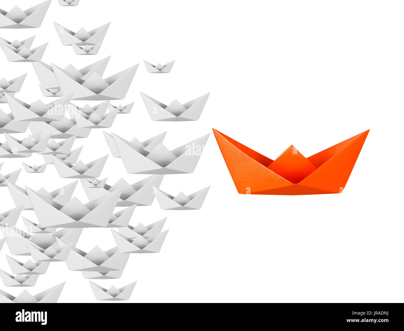 leadership concept with paper boat leading Stock Photo - Alamy