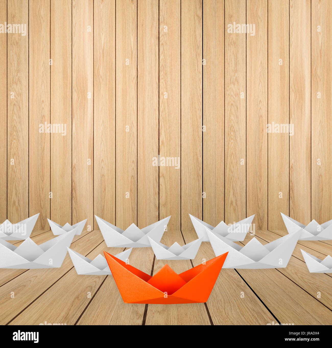 leadership concept with paper boat leading Stock Photo - Alamy