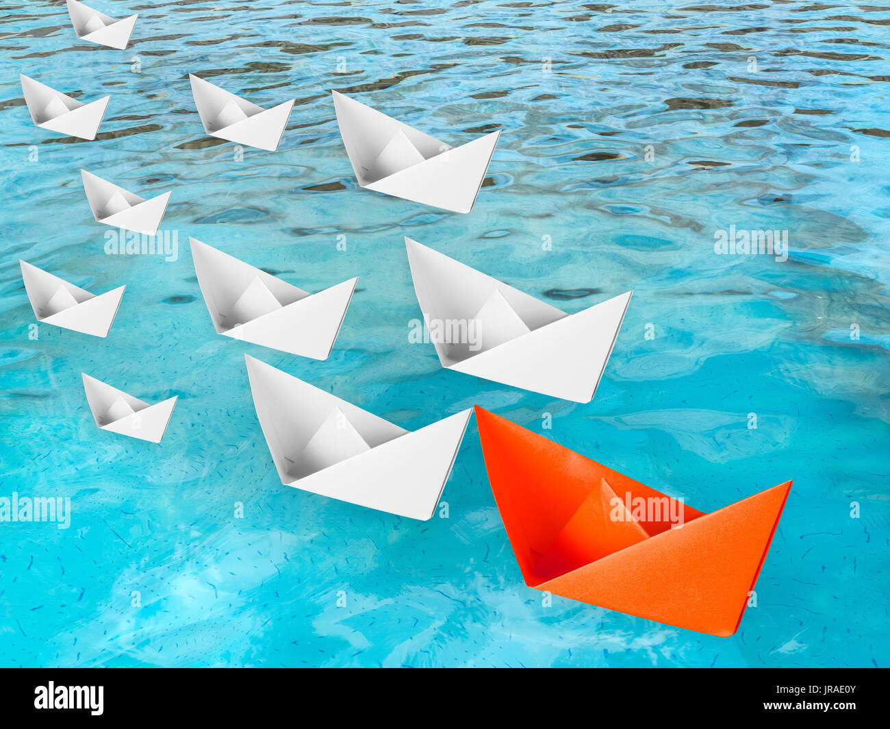 leadership concept with paper boat floating Stock Photo - Alamy