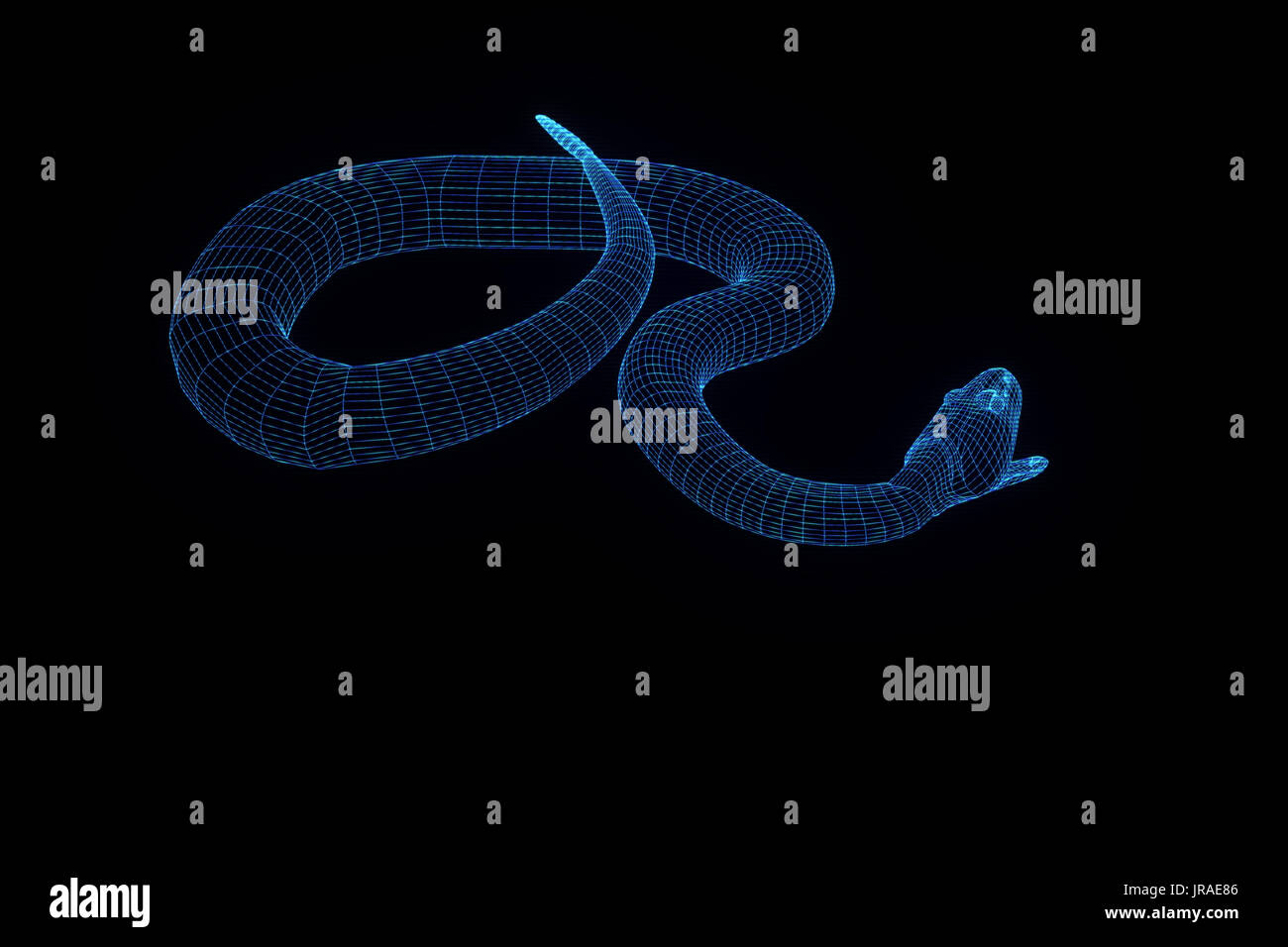 Snake in Hologram Wireframe Style. Nice 3D Rendering Stock Photo - Alamy