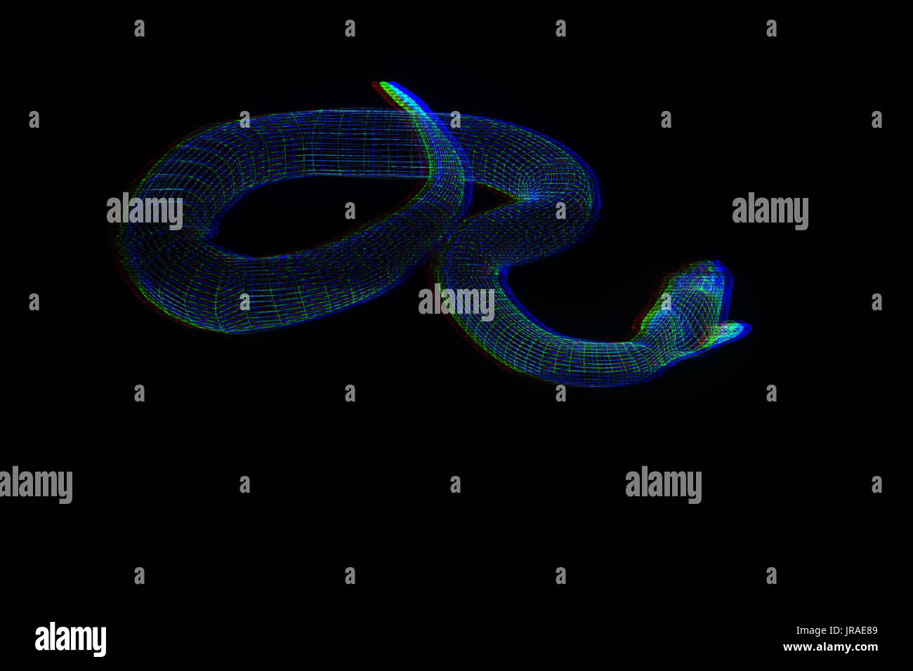 Snake in Hologram Wireframe Style. Nice 3D Rendering Stock Photo - Alamy