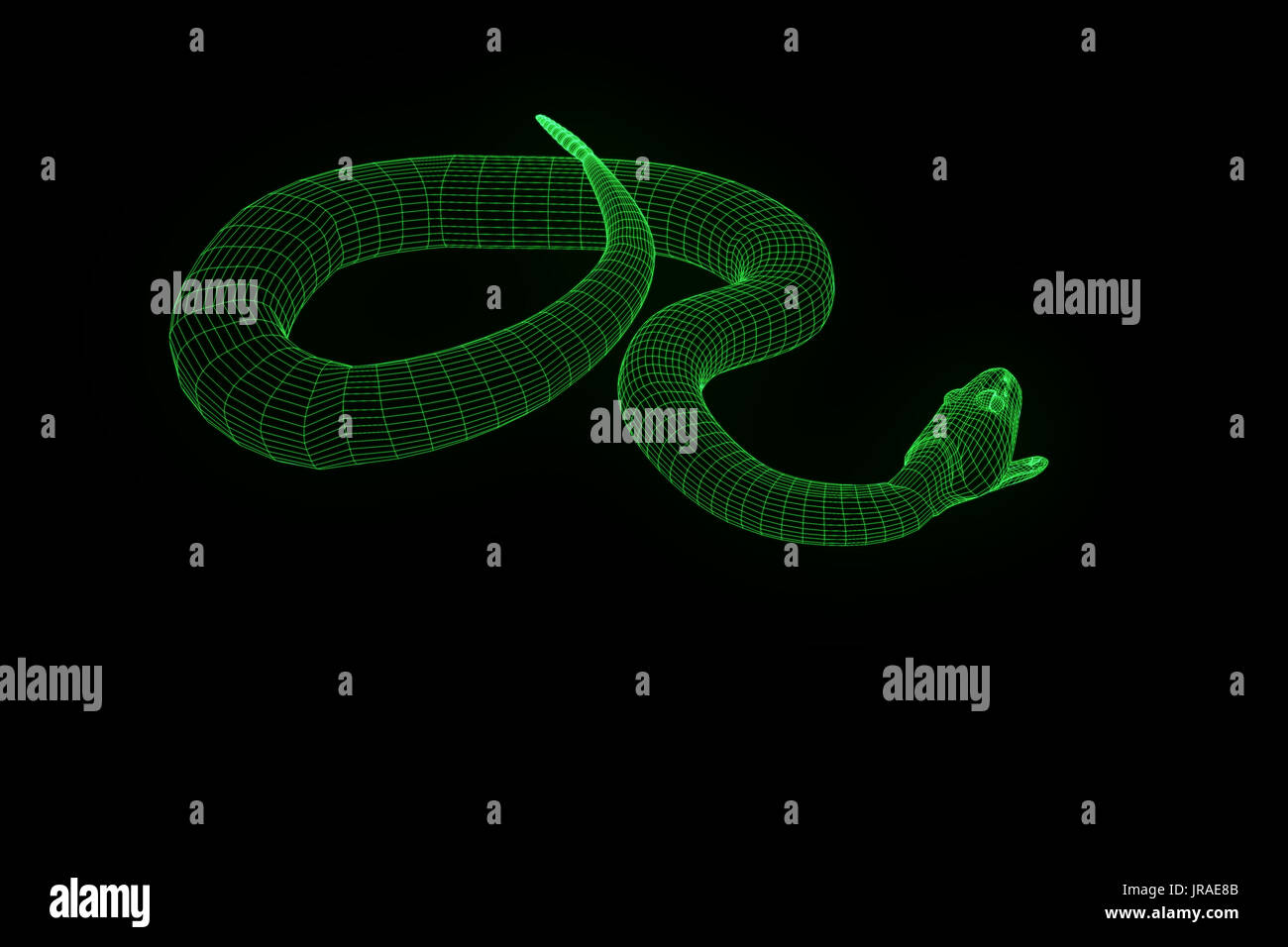 Snake in Hologram Wireframe Style. Nice 3D Rendering Stock Photo - Alamy