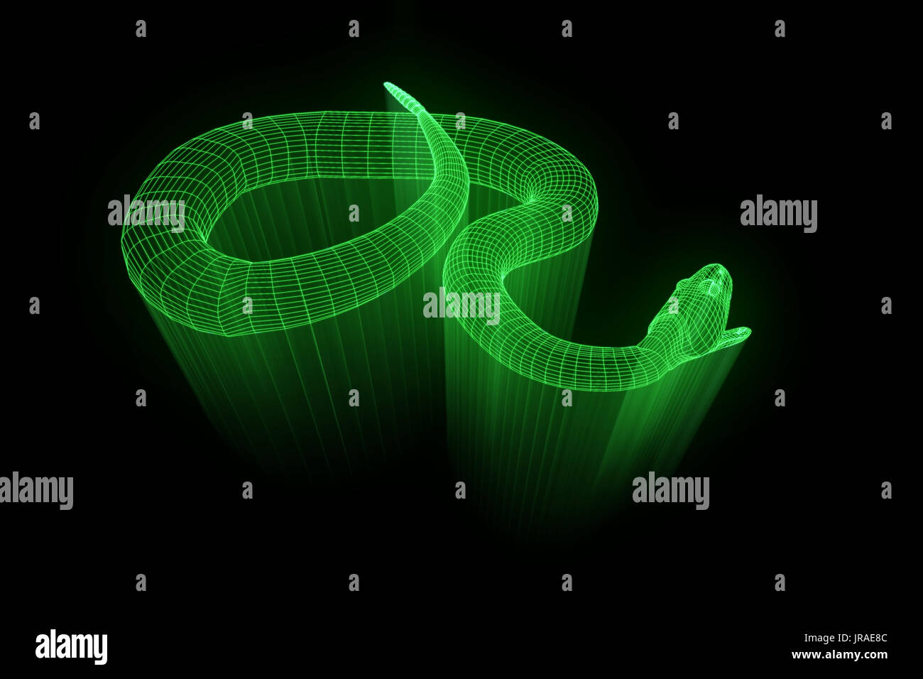 Snake in Hologram Wireframe Style. Nice 3D Rendering Stock Photo - Alamy