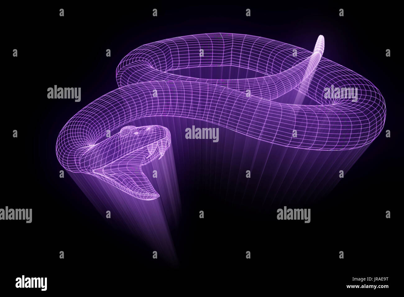 Snake in Hologram Wireframe Style. Nice 3D Rendering Stock Photo - Alamy