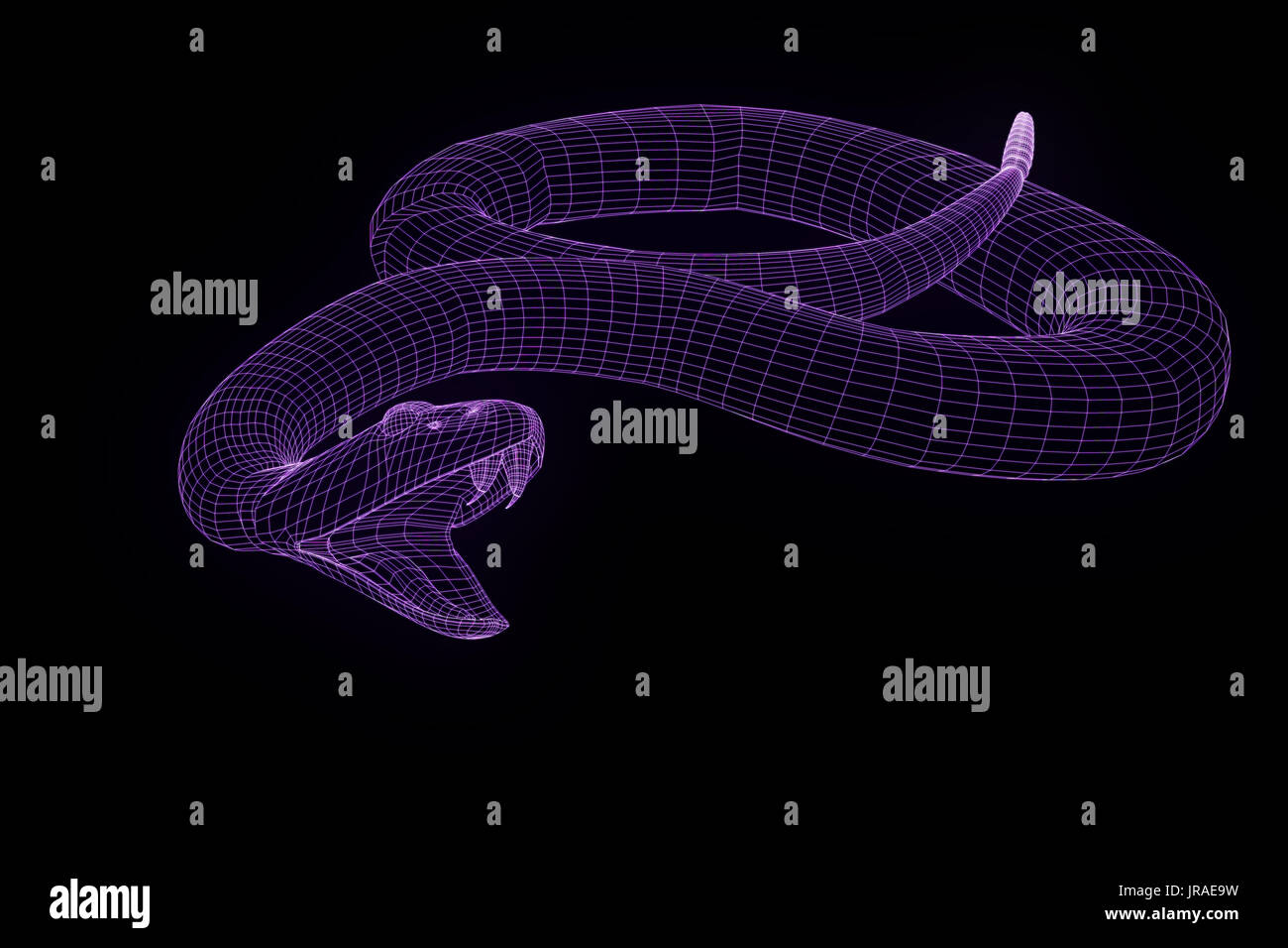 Snake in Hologram Wireframe Style. Nice 3D Rendering Stock Photo - Alamy