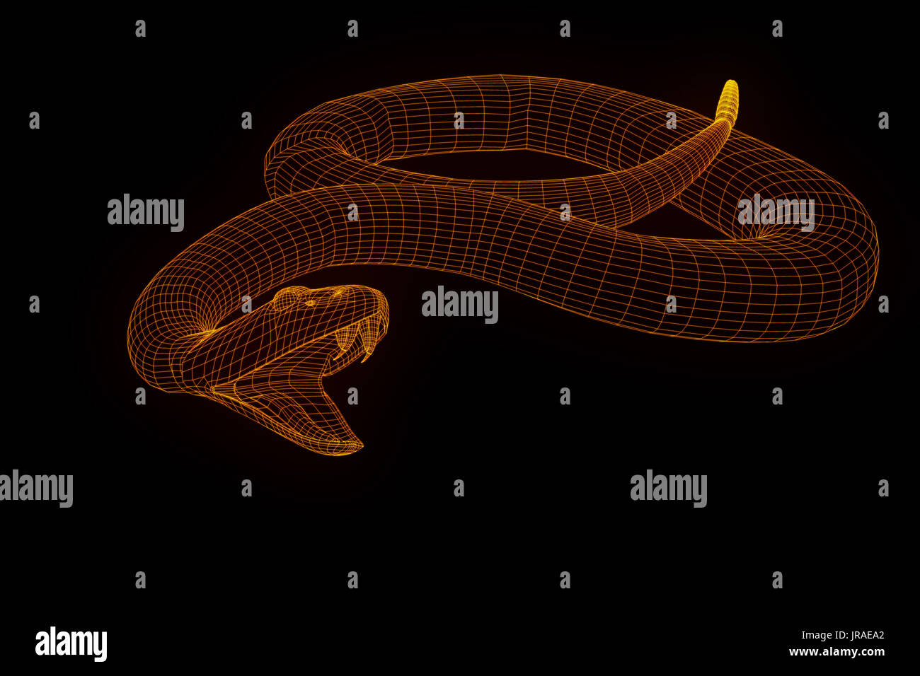 Snake in Hologram Wireframe Style. Nice 3D Rendering Stock Photo - Alamy
