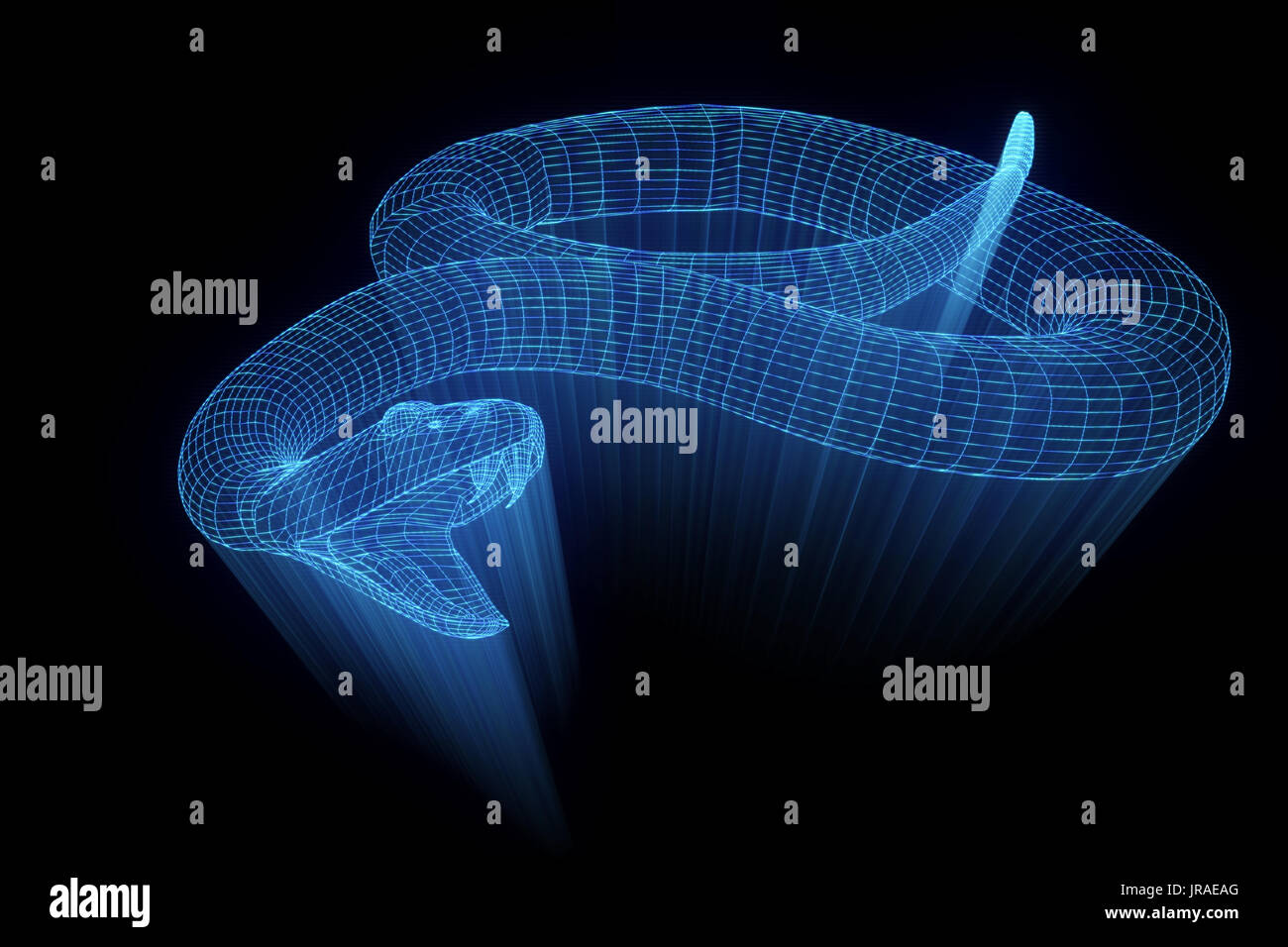 Snake in Hologram Wireframe Style. Nice 3D Rendering Stock Photo - Alamy