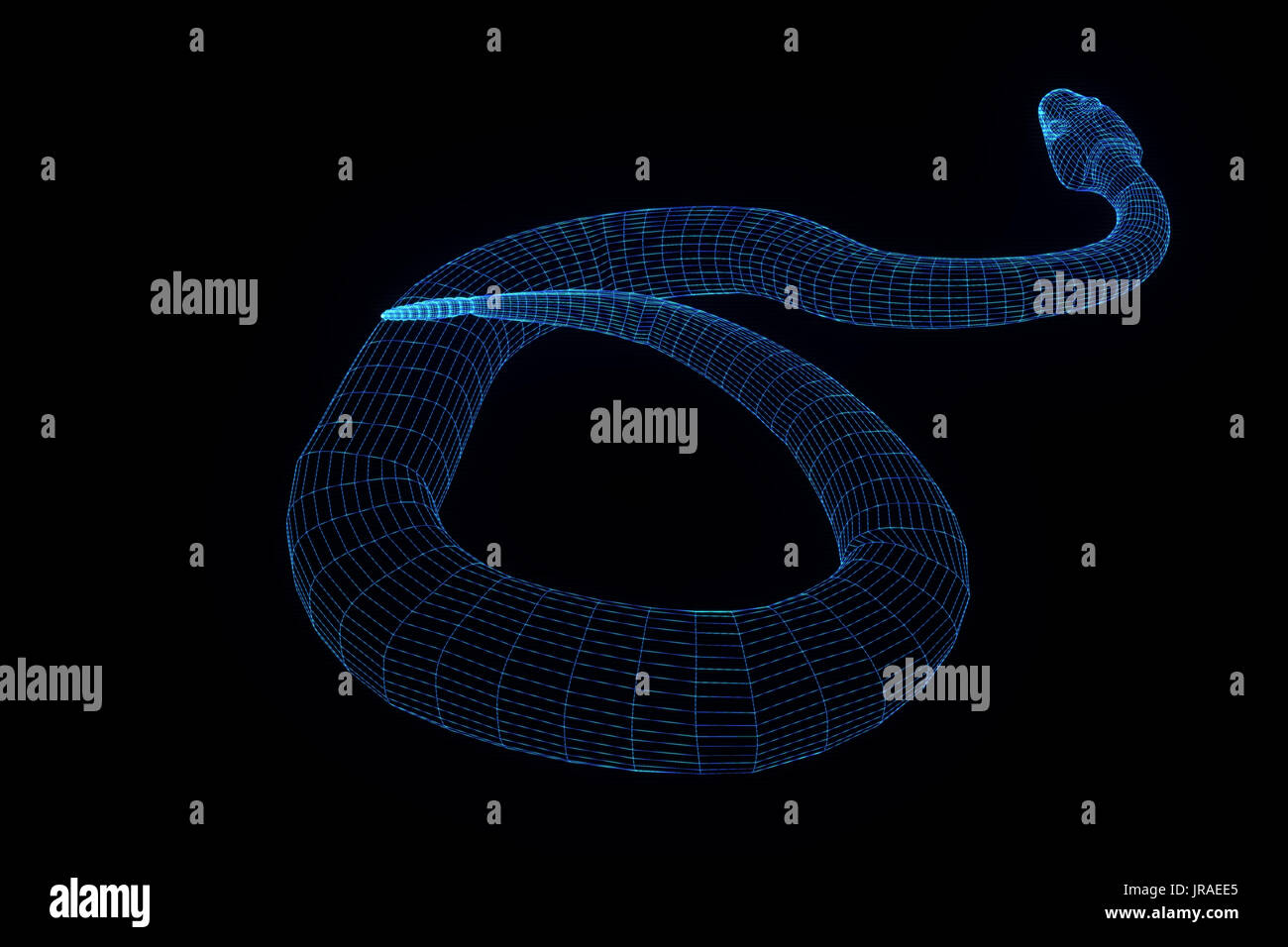 Snake in Hologram Wireframe Style. Nice 3D Rendering Stock Photo - Alamy