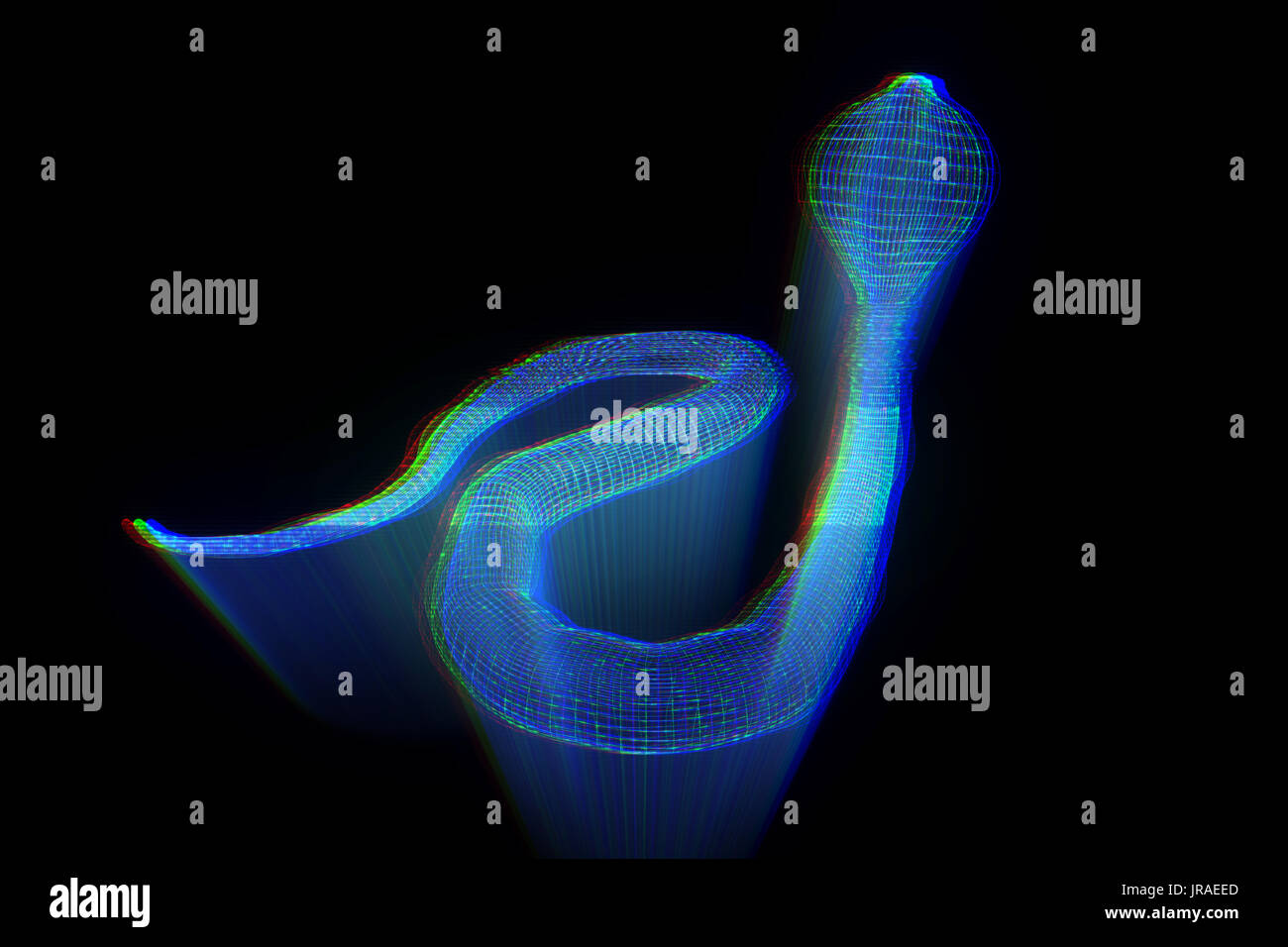 Snake in Hologram Wireframe Style. Nice 3D Rendering Stock Photo - Alamy