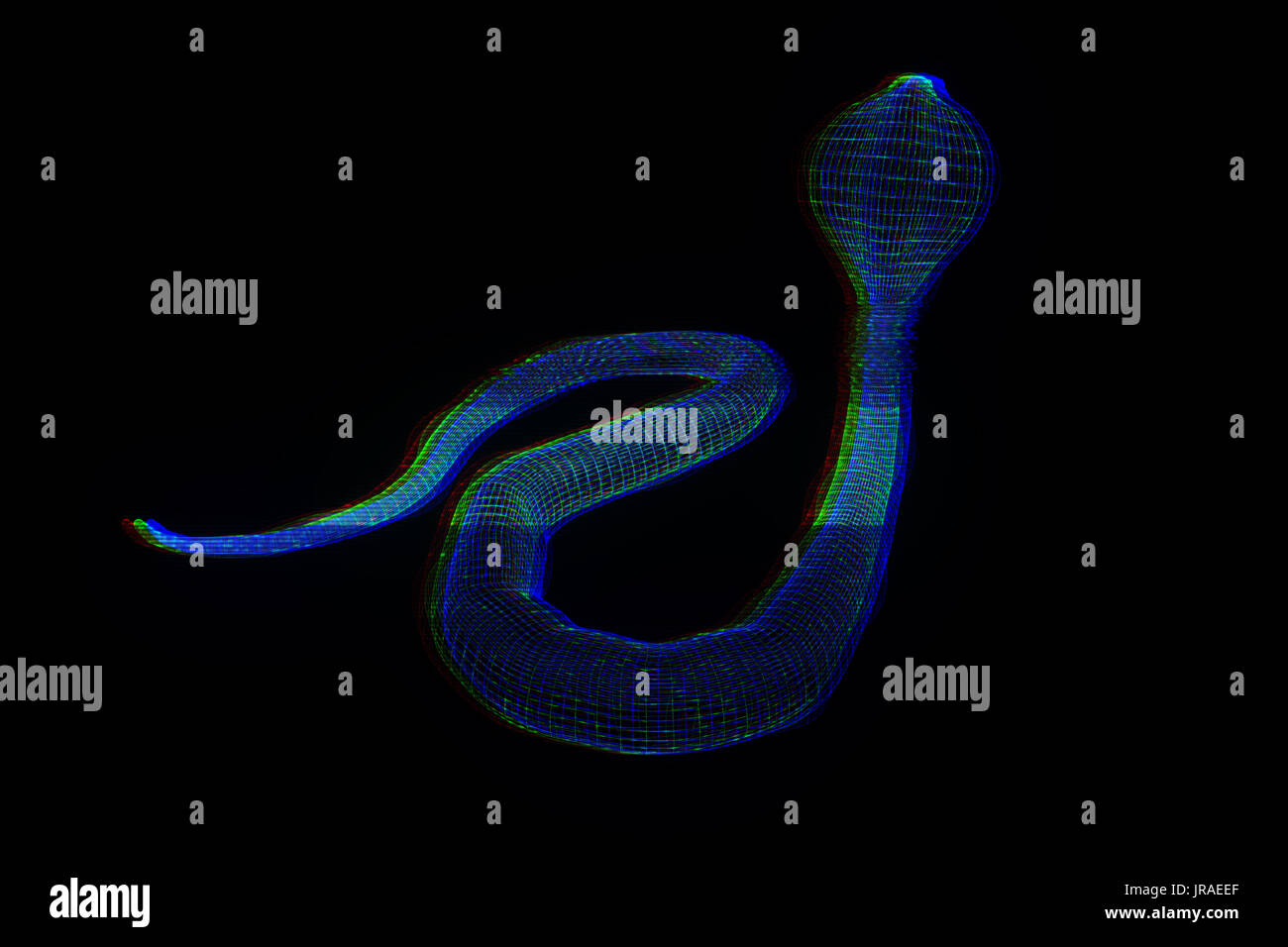 Snake in Hologram Wireframe Style. Nice 3D Rendering Stock Photo - Alamy