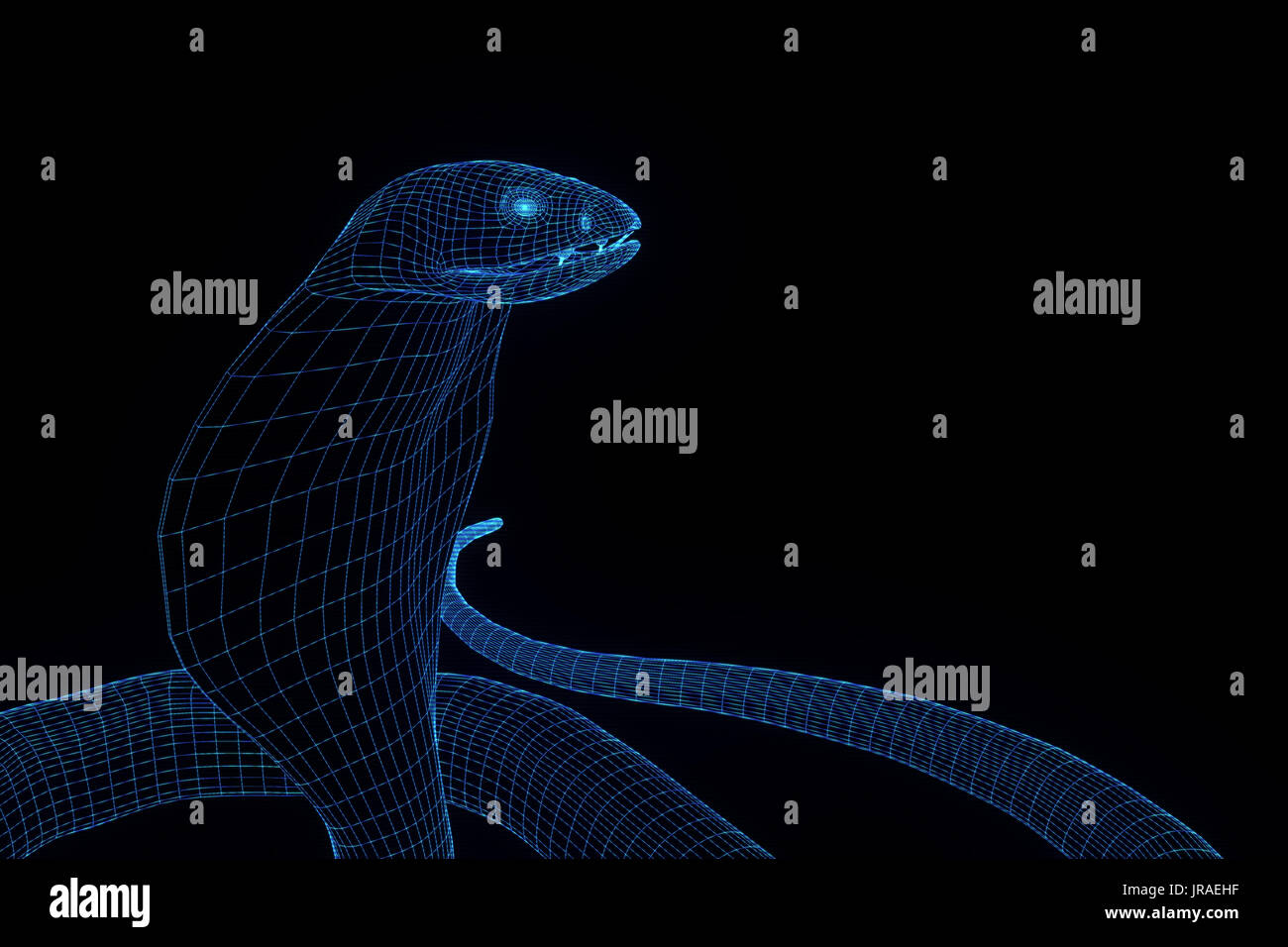 Snake in Hologram Wireframe Style. Nice 3D Rendering Stock Photo - Alamy