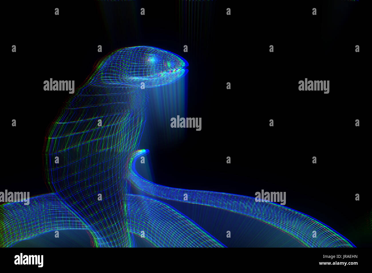 Snake in Hologram Wireframe Style. Nice 3D Rendering Stock Photo - Alamy