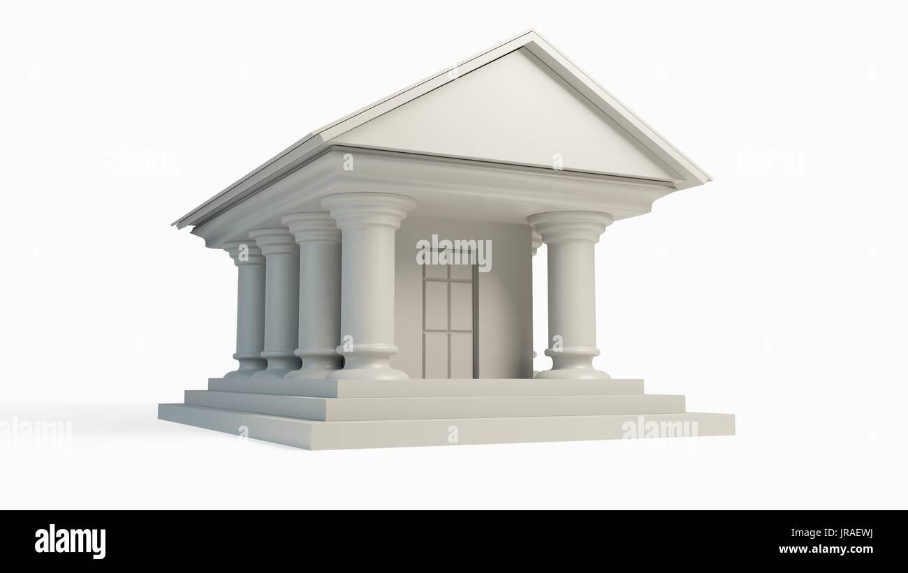 antique white temple building concept with column isolated. 3D ...