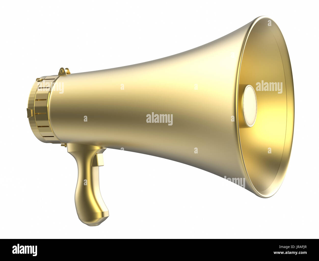 3d rendering gold megaphone isolated on white Stock Photo - Alamy