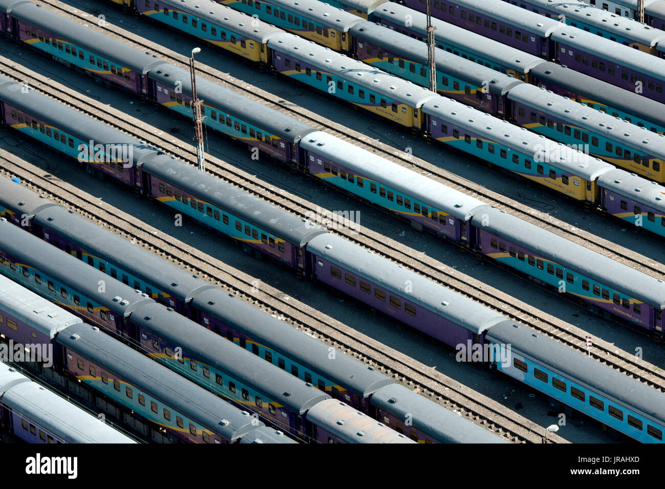 Aerial view of the train carriages at Park Station Stock Photo - Alamy