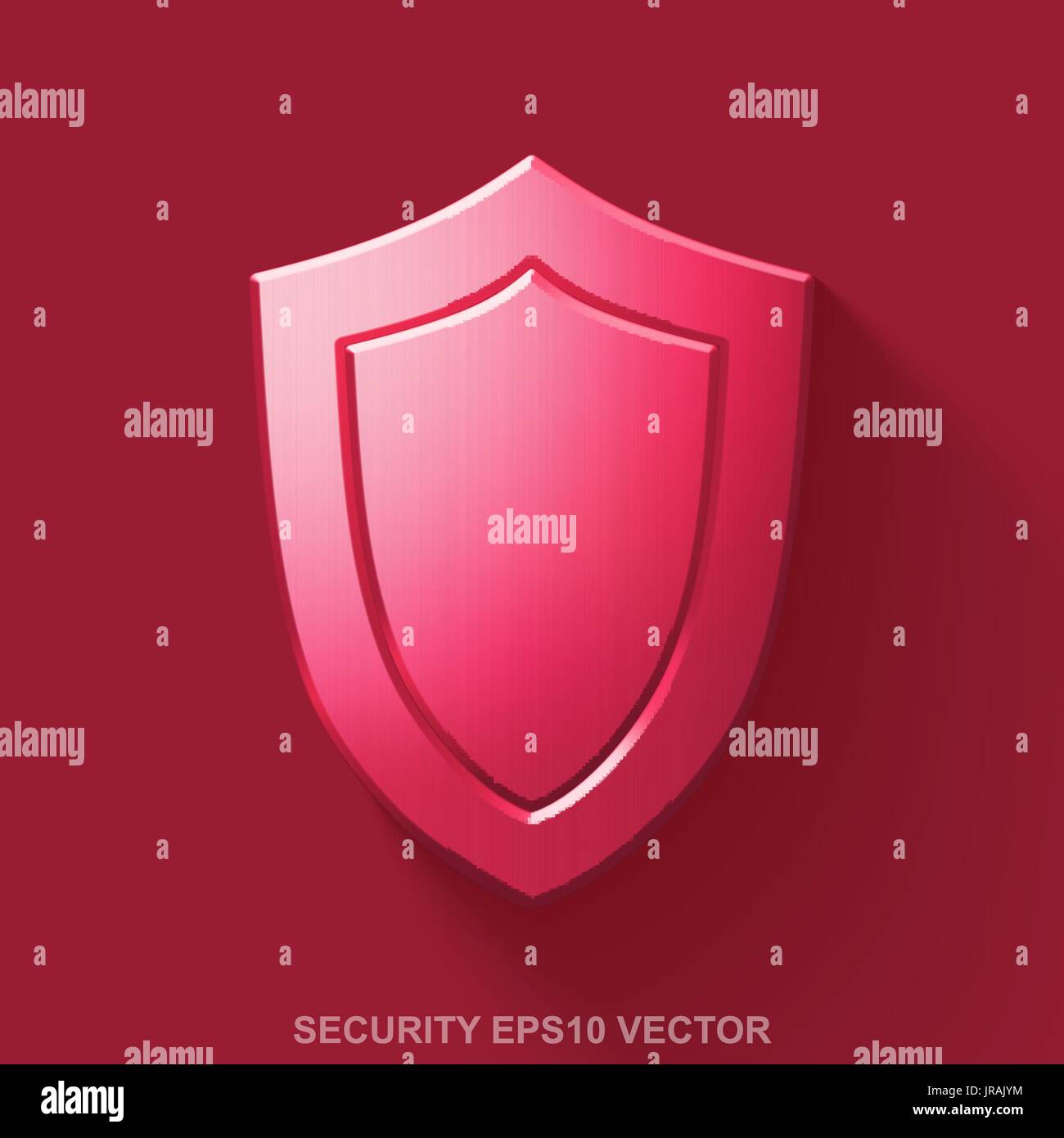 Flat metallic privacy 3D icon. Red Glossy Metal Shield on Red ...