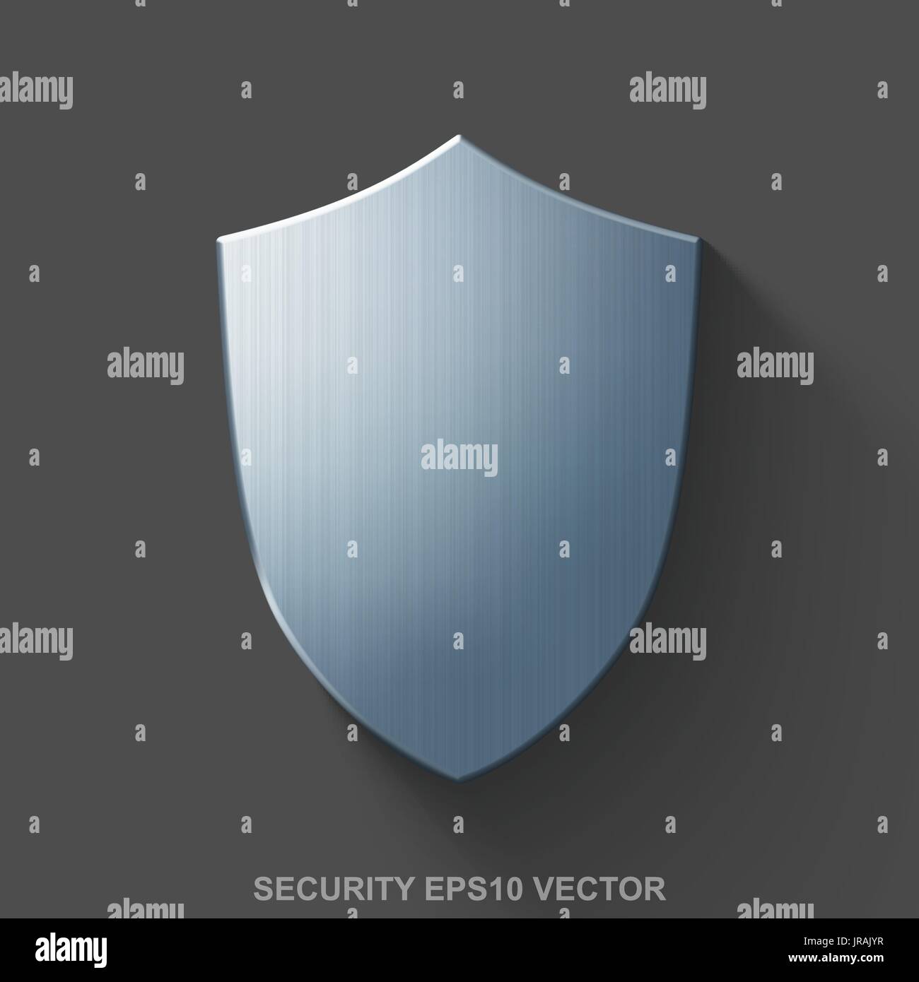 Flat metallic protection 3D icon. Polished Steel Shield on Gray ...