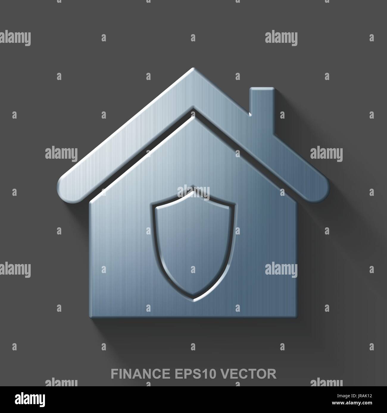 Flat metallic finance 3D icon. Polished Steel Home on Gray background ...