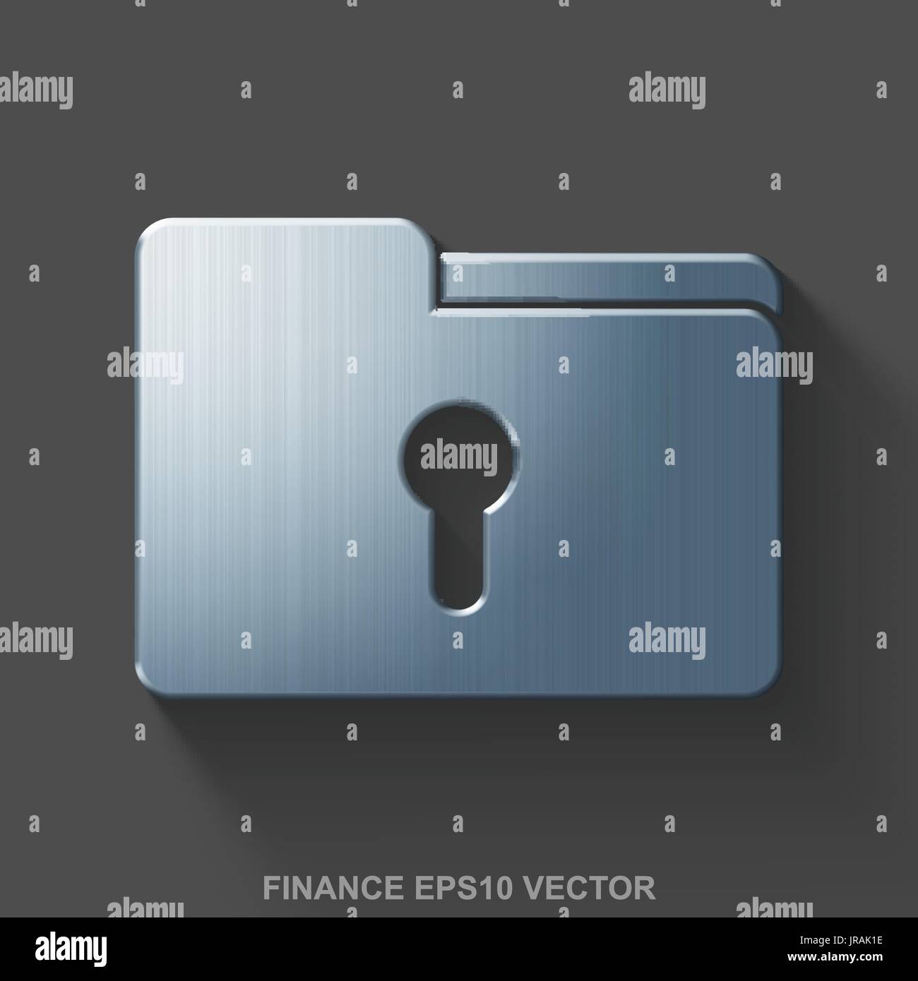 Flat metallic business 3D icon. Polished Steel Folder With Keyhole on ...