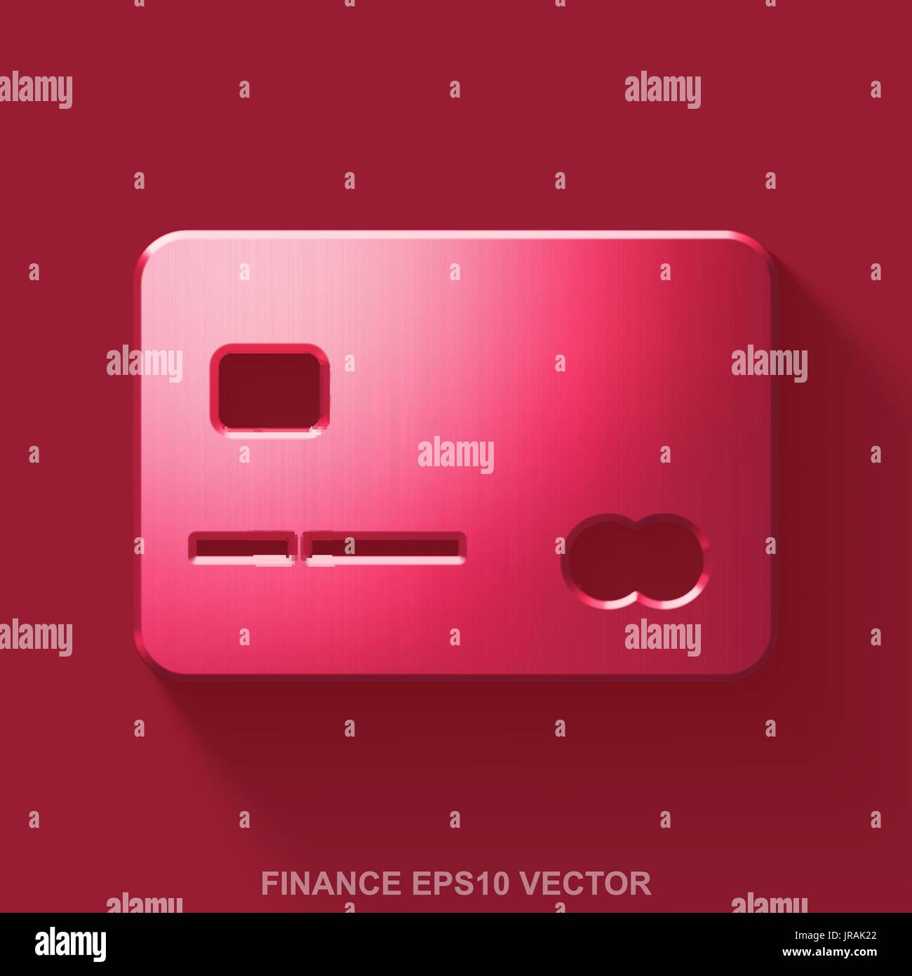 Flat metallic finance 3D icon. Red Glossy Metal Credit Card on Red ...