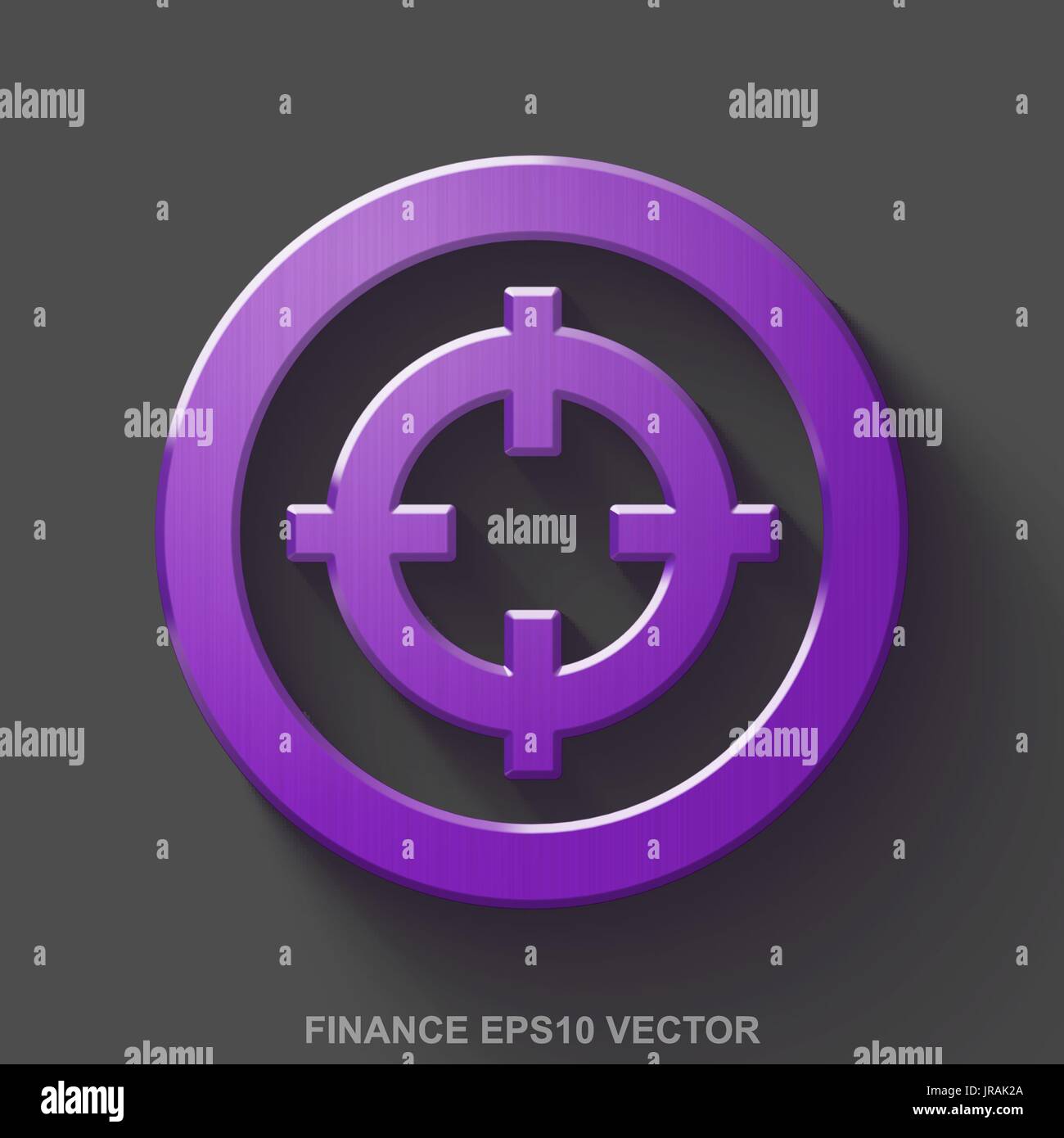 Flat metallic finance 3D icon. Purple Glossy Metal Target on Gray ...