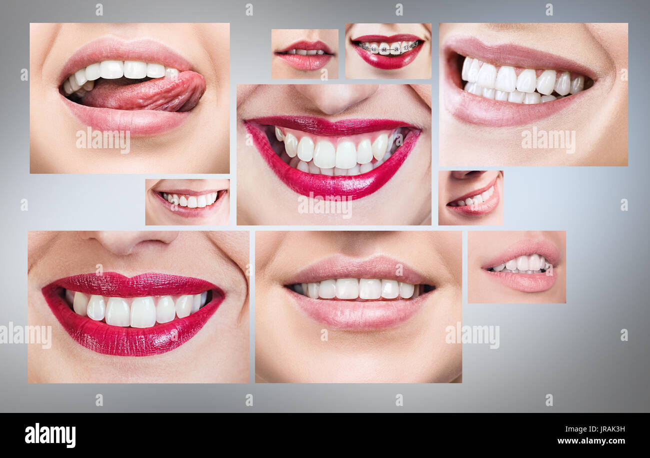 Collage of healthy smiling people Stock Photo - Alamy