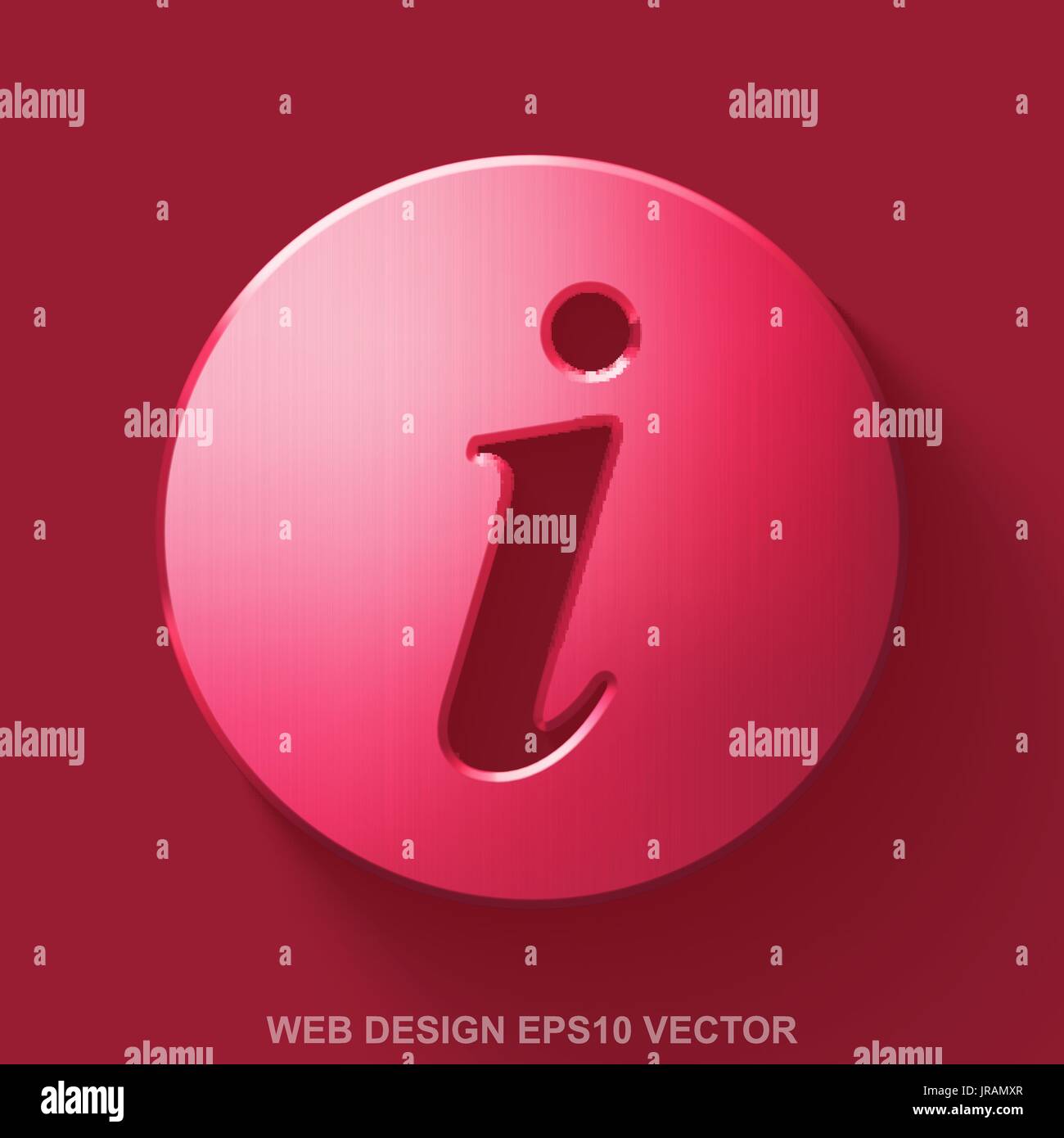 Flat metallic web development 3D icon. Red Glossy Metal Information on ...