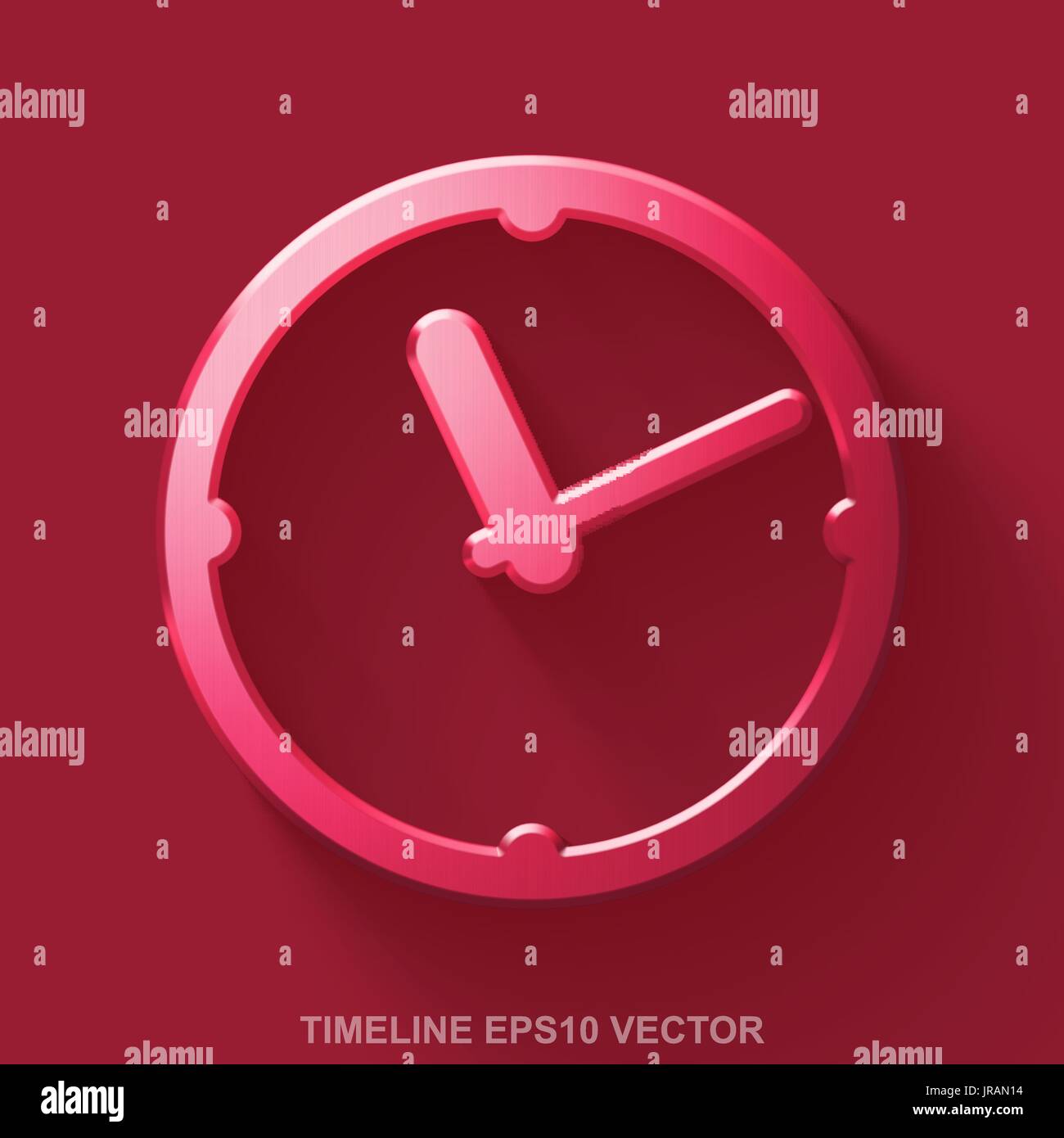 Flat metallic timeline 3D icon. Red Glossy Metal Clock on Red background. EPS 10, vector Stock ...