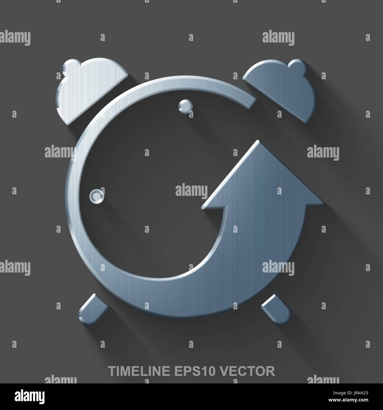 Flat metallic timeline 3D icon. Polished Steel Alarm Clock on Gray ...