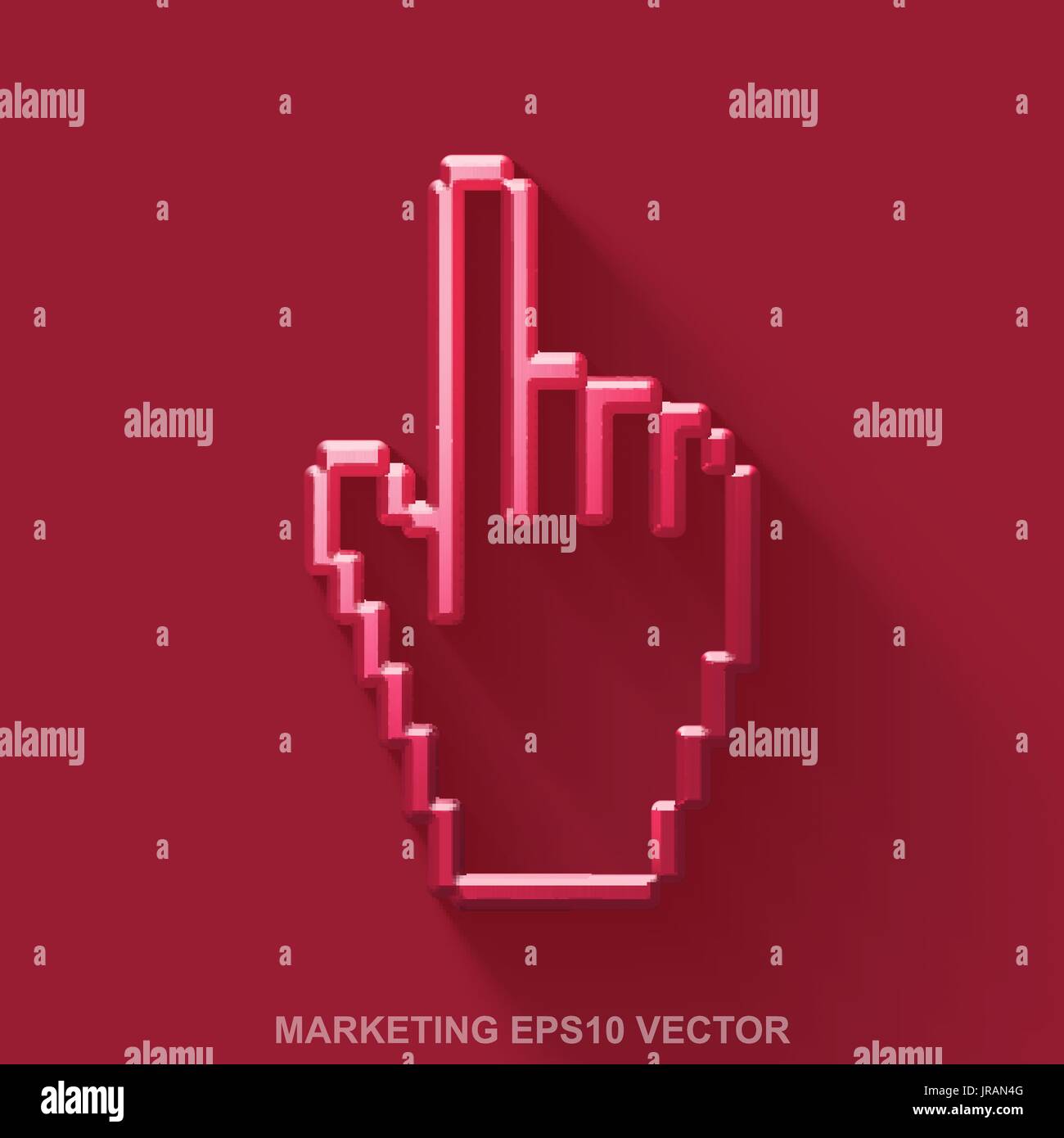 Flat metallic marketing 3D icon. Red Glossy Metal Mouse Cursor on Red ...