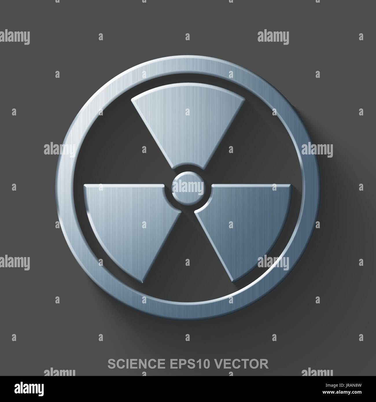 Flat metallic Science 3D icon. Polished Steel Radiation on Gray ...