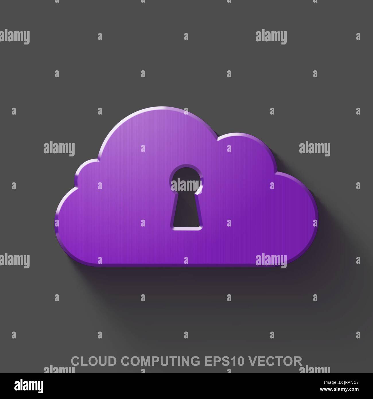 Flat metallic cloud technology 3D icon. Purple Glossy Metal Cloud With ...