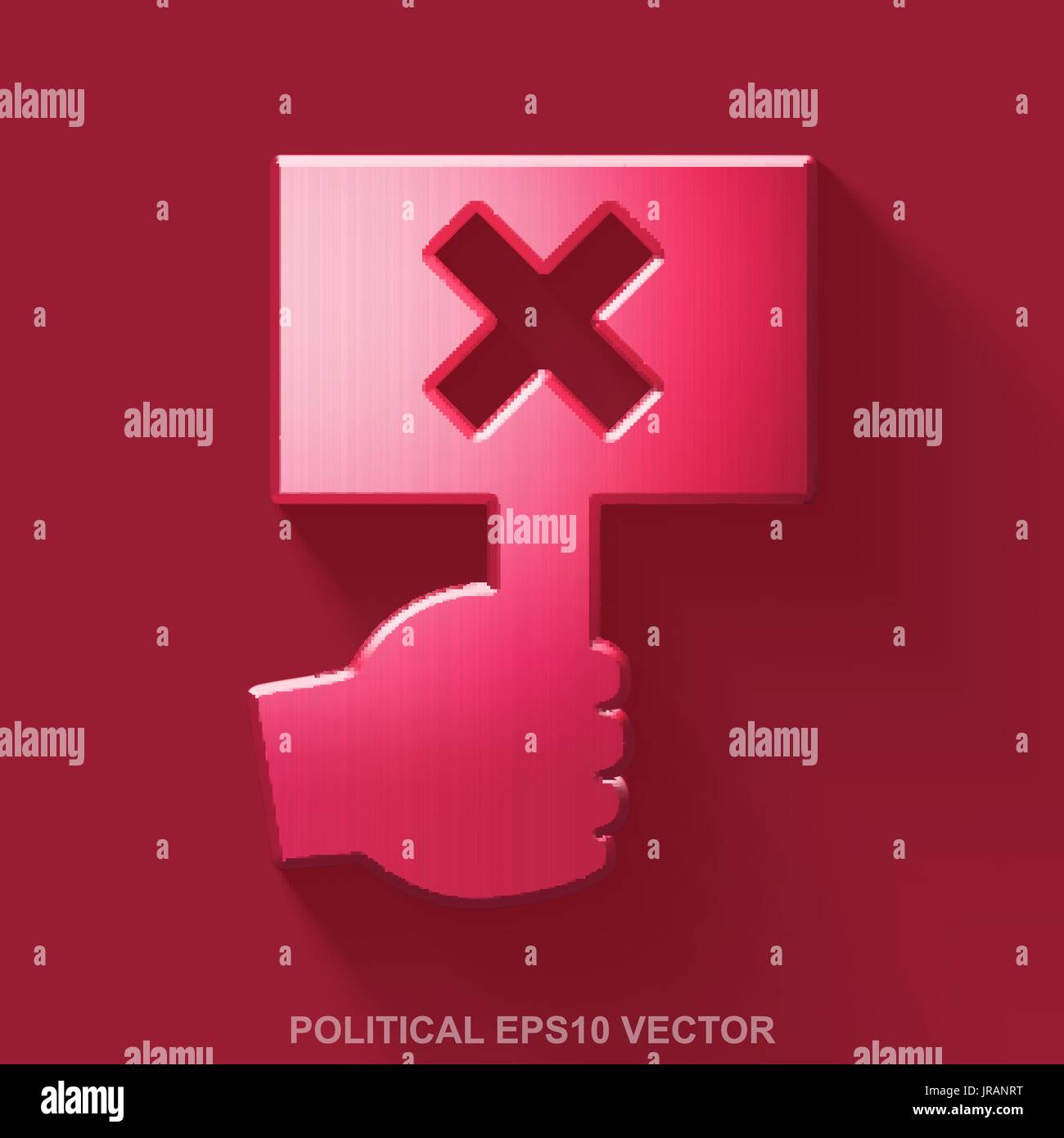Flat metallic politics 3D icon. Red Glossy Metal Protest on Red ...
