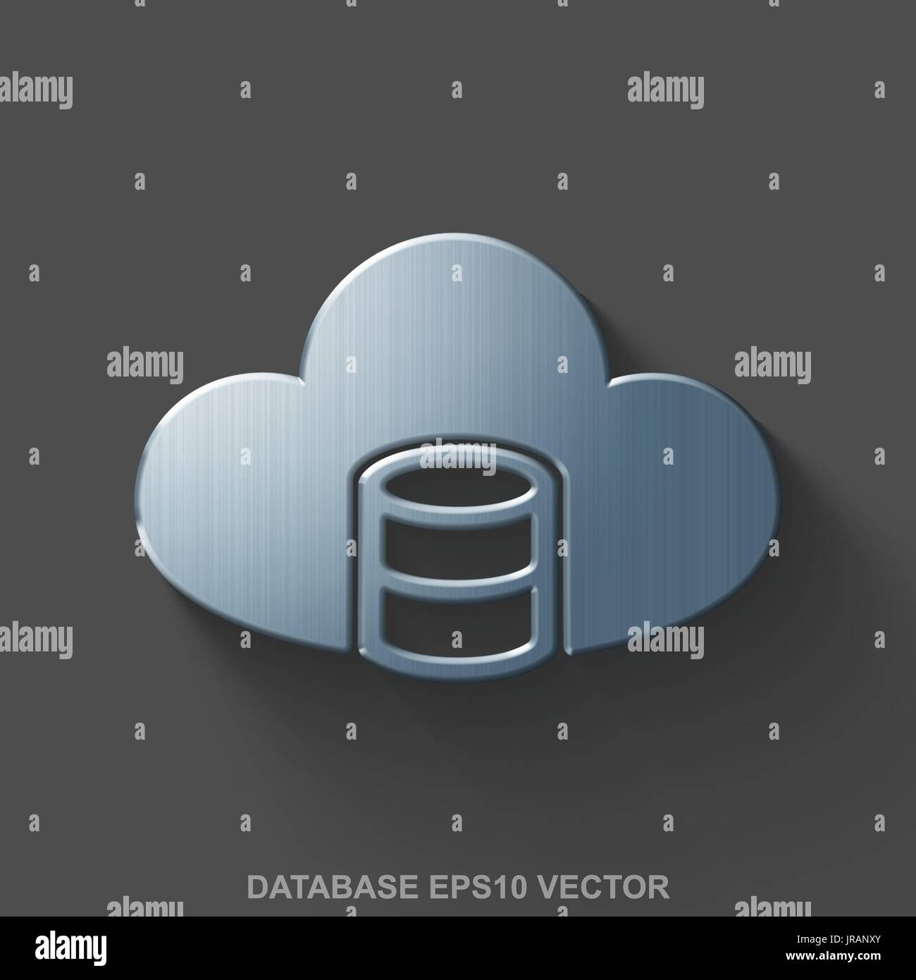 Flat metallic Database 3D icon. Polished Steel Database With Cloud on ...