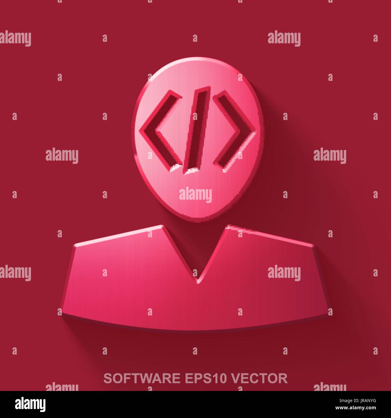 Flat metallic Software 3D icon. Red Glossy Metal Programmer on Red ...