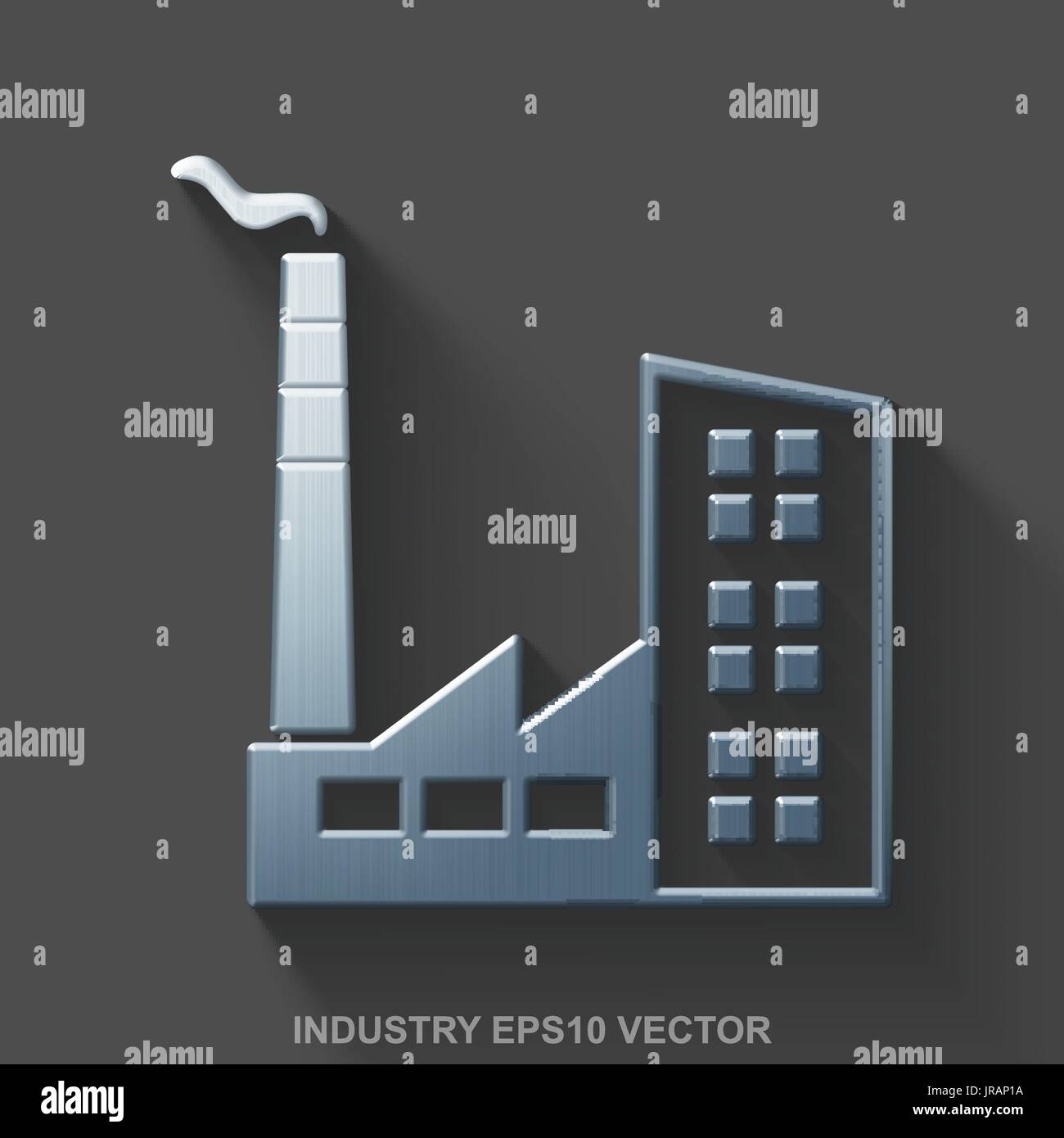Flat metallic Manufacuring 3D icon. Polished Steel Industry Building on ...