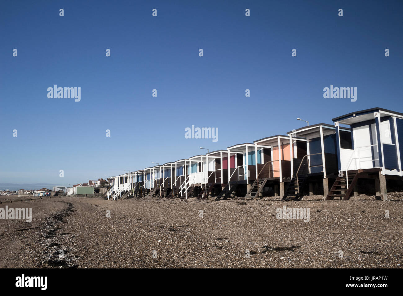 Beach Huts at Thorpe Bay, near Southend-on-Sea, Essex, England Stock ...