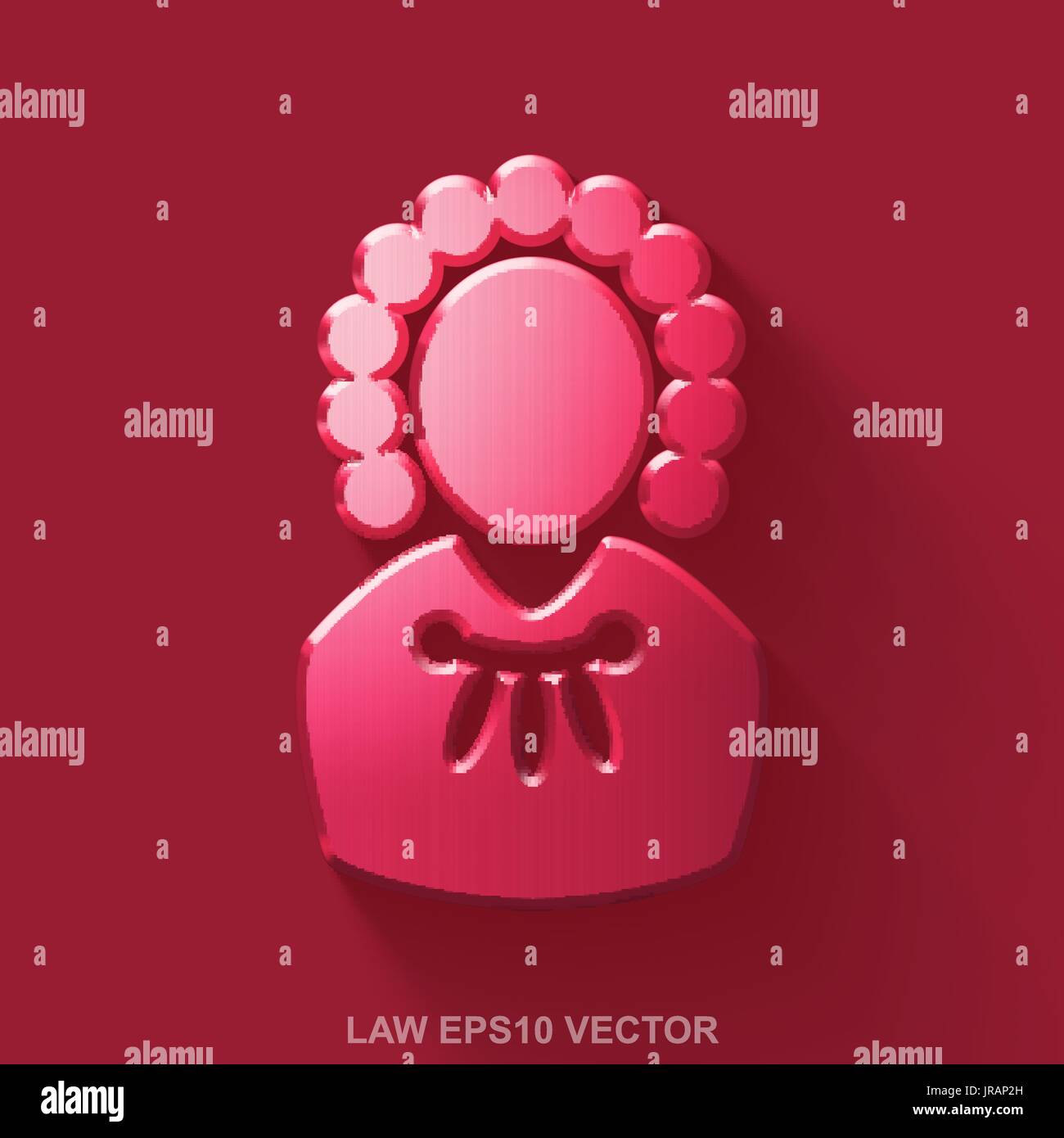 Flat metallic law 3D icon. Red Glossy Metal Judge on Red background ...