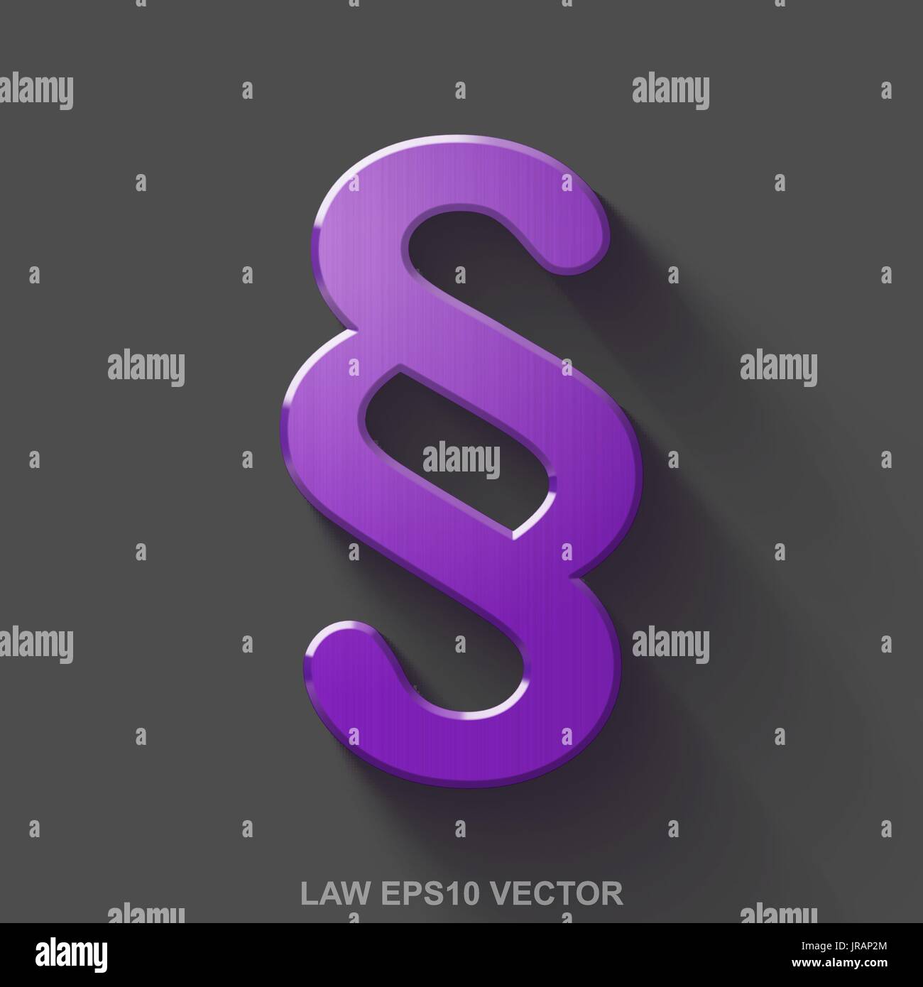 Flat metallic law 3D icon. Purple Glossy Metal Paragraph on Gray ...