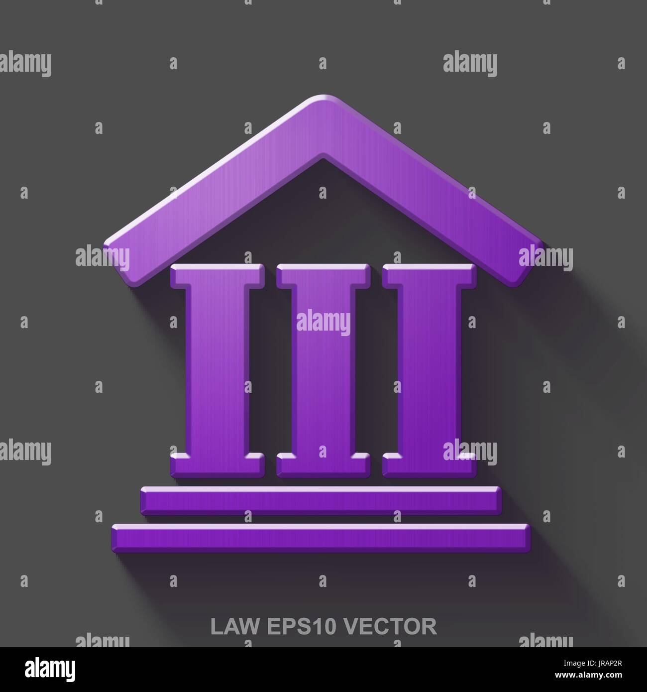 Flat metallic law 3D icon. Purple Glossy Metal Courthouse on Gray ...