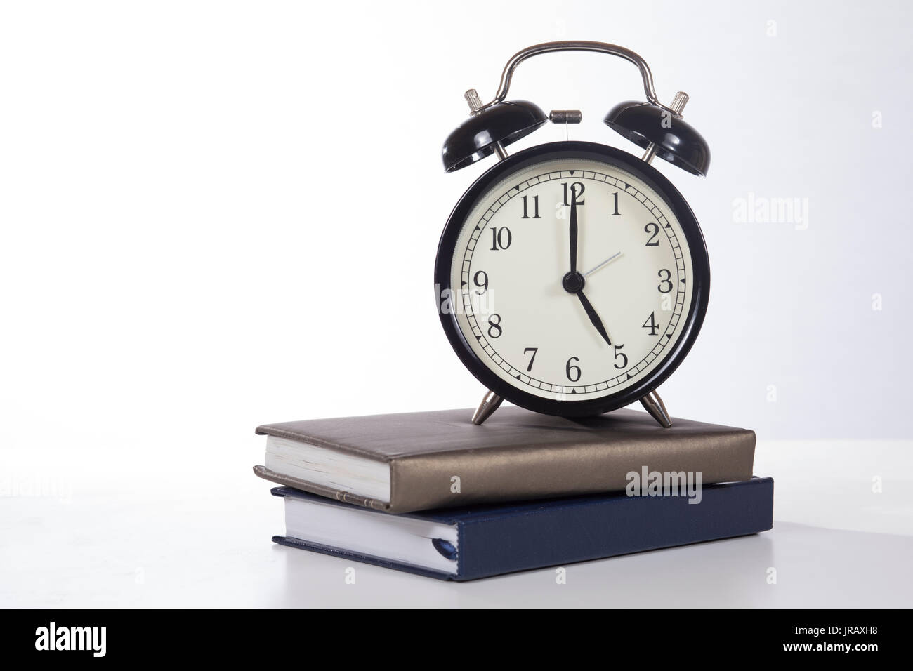 Home time concept with an old-fashioned alarm clock with bells and the ...