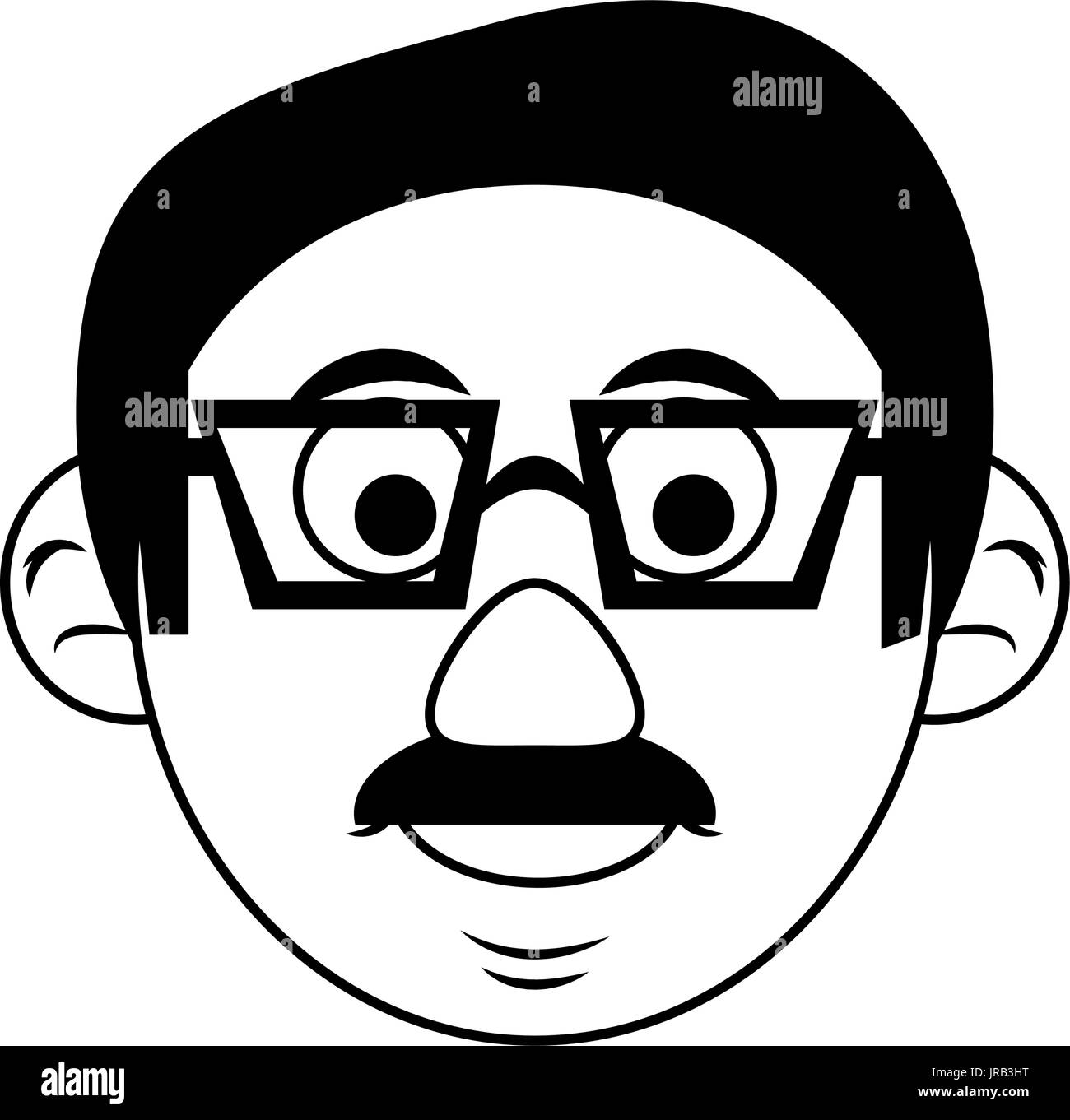 Cute Happy Elderly Man Wearing Glasses Icon Image Stock Vector Image
